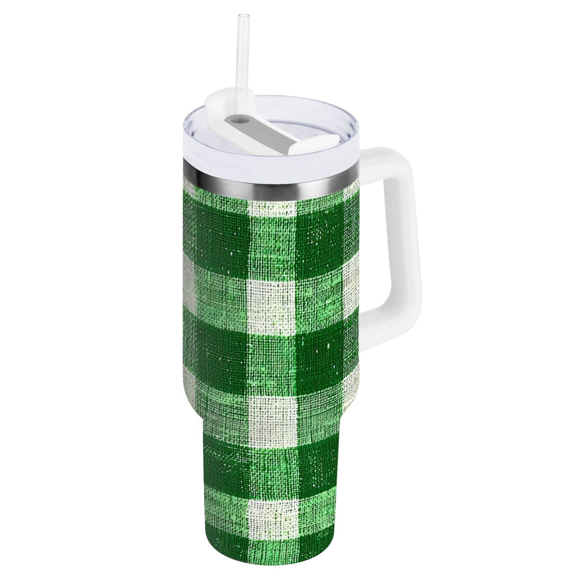 Ryvnso 30 oz Tumbler with Handle and Straw Checkered Pattern-e2 ...