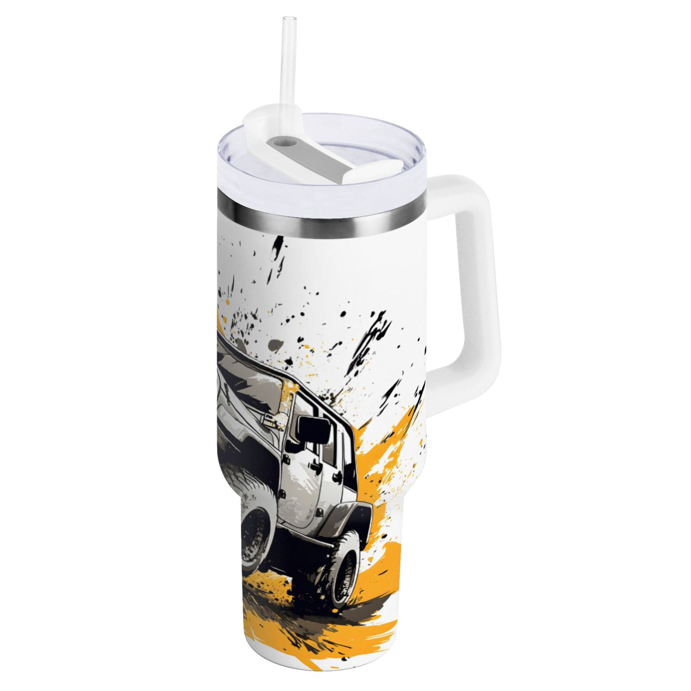 Ryvnso 30 oz Tumbler with Handle and Straw Insulated Stainless Steel ...