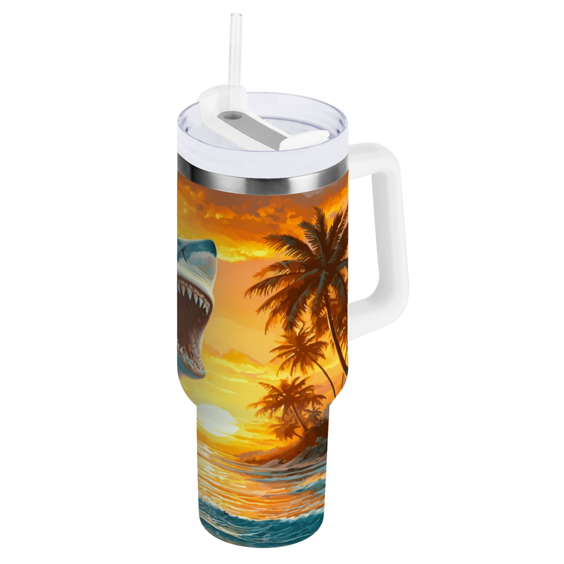 Ryvnso 30 oz Tumbler with Handle and Straw Insulated Stainless Steel ...