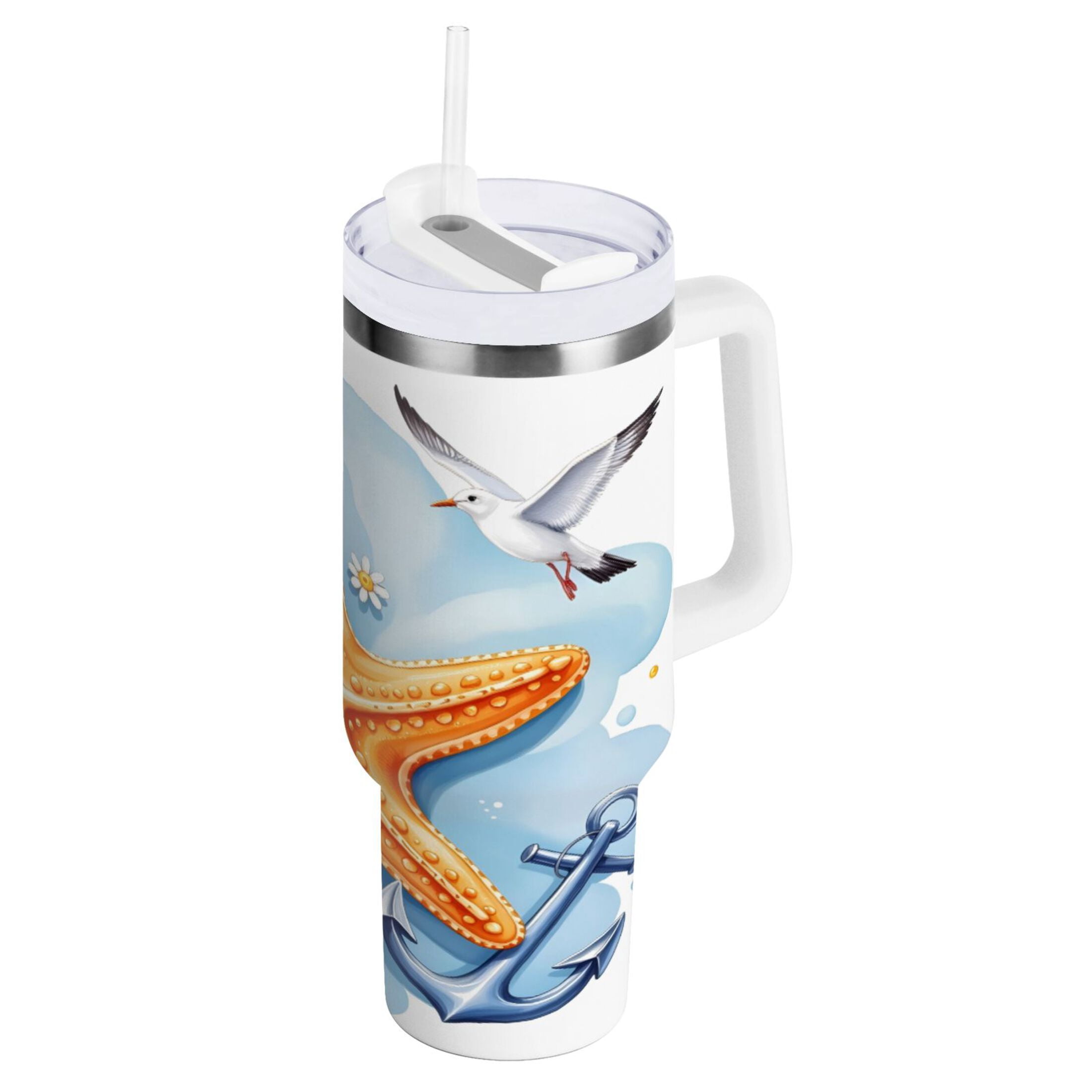 Ryvnso 30 oz Tumbler with Handle and Straw Insulated Stainless Steel ...
