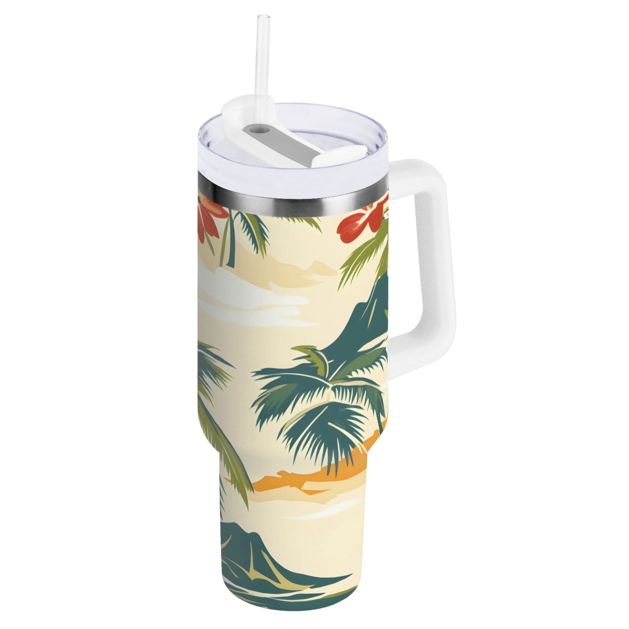 Ryvnso 30 oz Tumbler with Handle and Straw Palm Tree Tropical-a1 ...