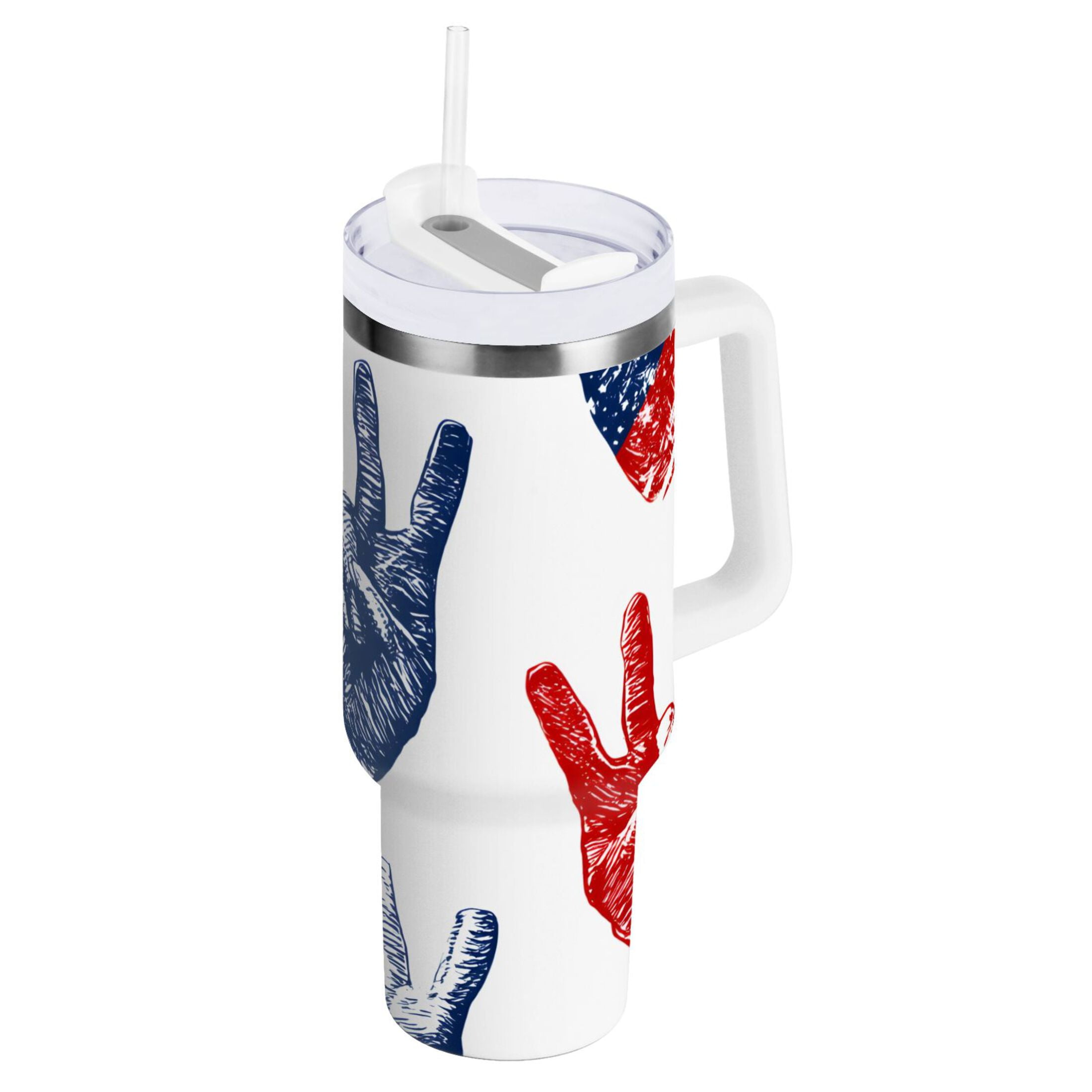 Ryvnso 30 oz Tumbler with Handle and Straw Winner Gesture Blue ...