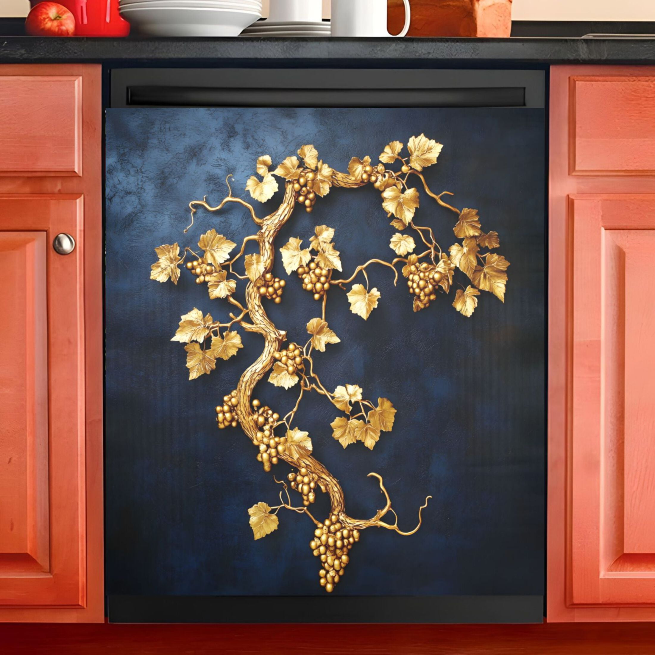 Ryvnso 3d Golden Grapes Dishwasher Magnetic Refrigerator Magnet Cover ...