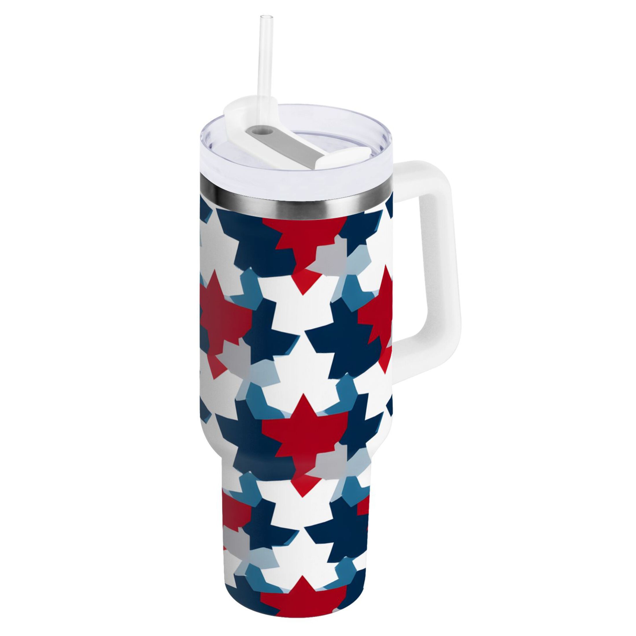 Ryvnso 40 oz Tumbler with Handle and Straw Stars-s1 Insulated Stainless ...