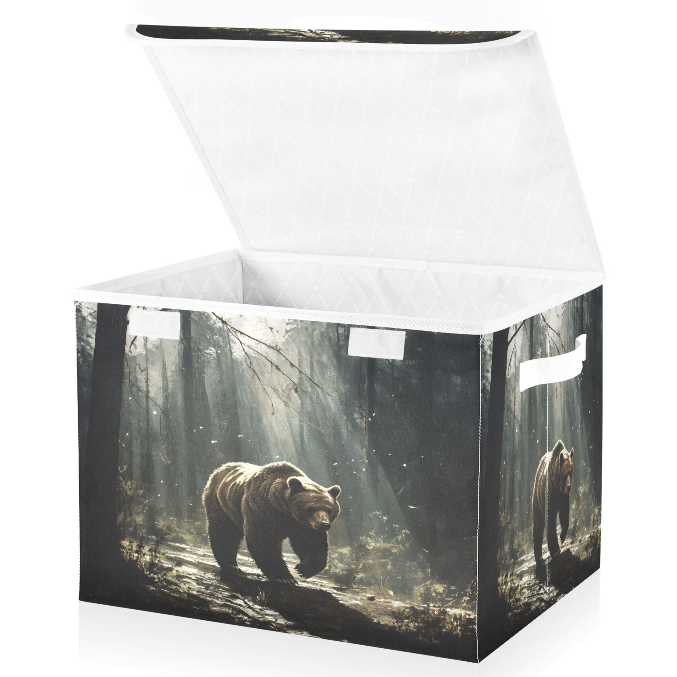 Ryvnso A Big Bear in Forest Large Lidded Foldable Storage Baskets Cubes ...