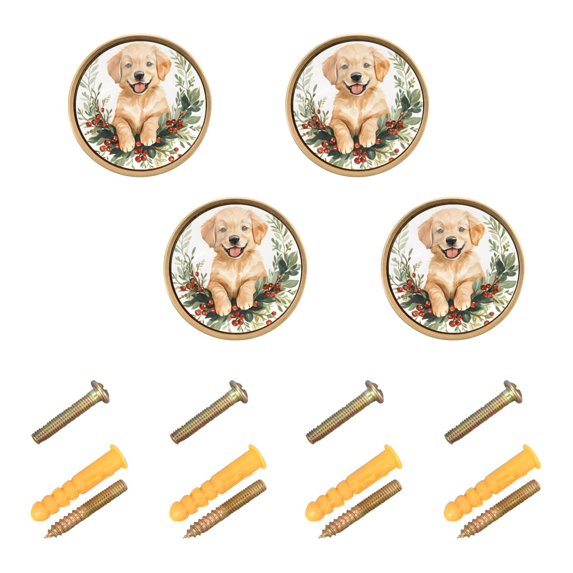 Ryvnso A Cute Dog Cabinet Knobs Kitchen Door Round Pulls Drawers Dresser Cupboard Knob Set of 4 ...