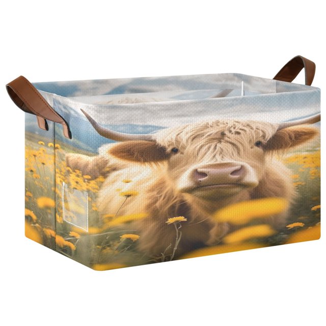 Ryvnso A Highland Cattle Storage Bins Large Basket Foldable Cube Toys ...