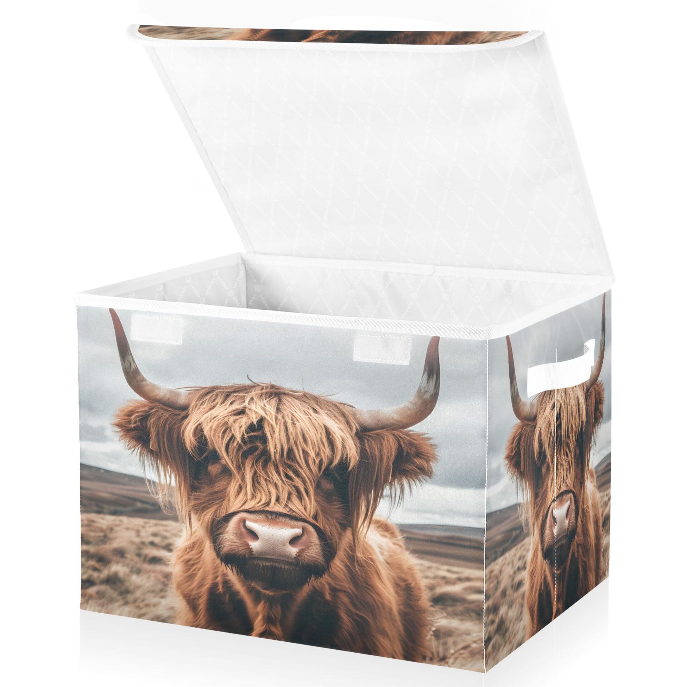 Ryvnso A Highland Cow Large Lidded Foldable Storage Baskets Cubes Boxes ...