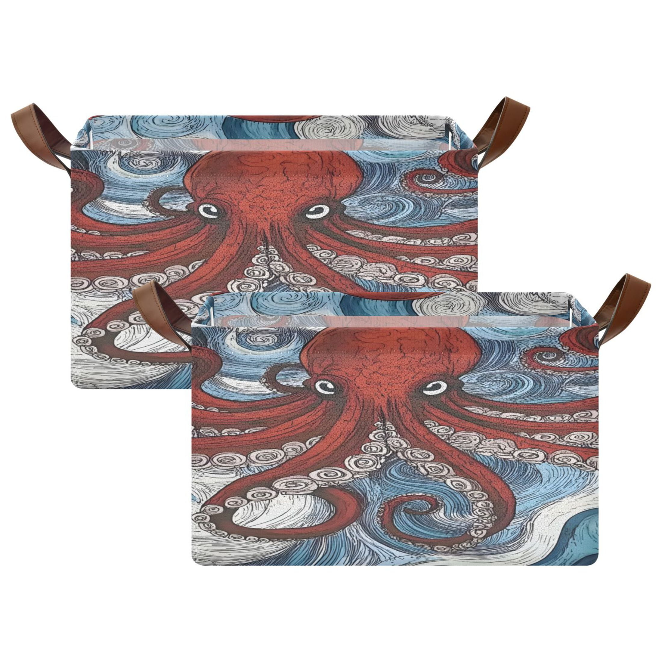 Ryvnso A Red Octopus Storage Bins Large Basket Foldable Cube Toys ...
