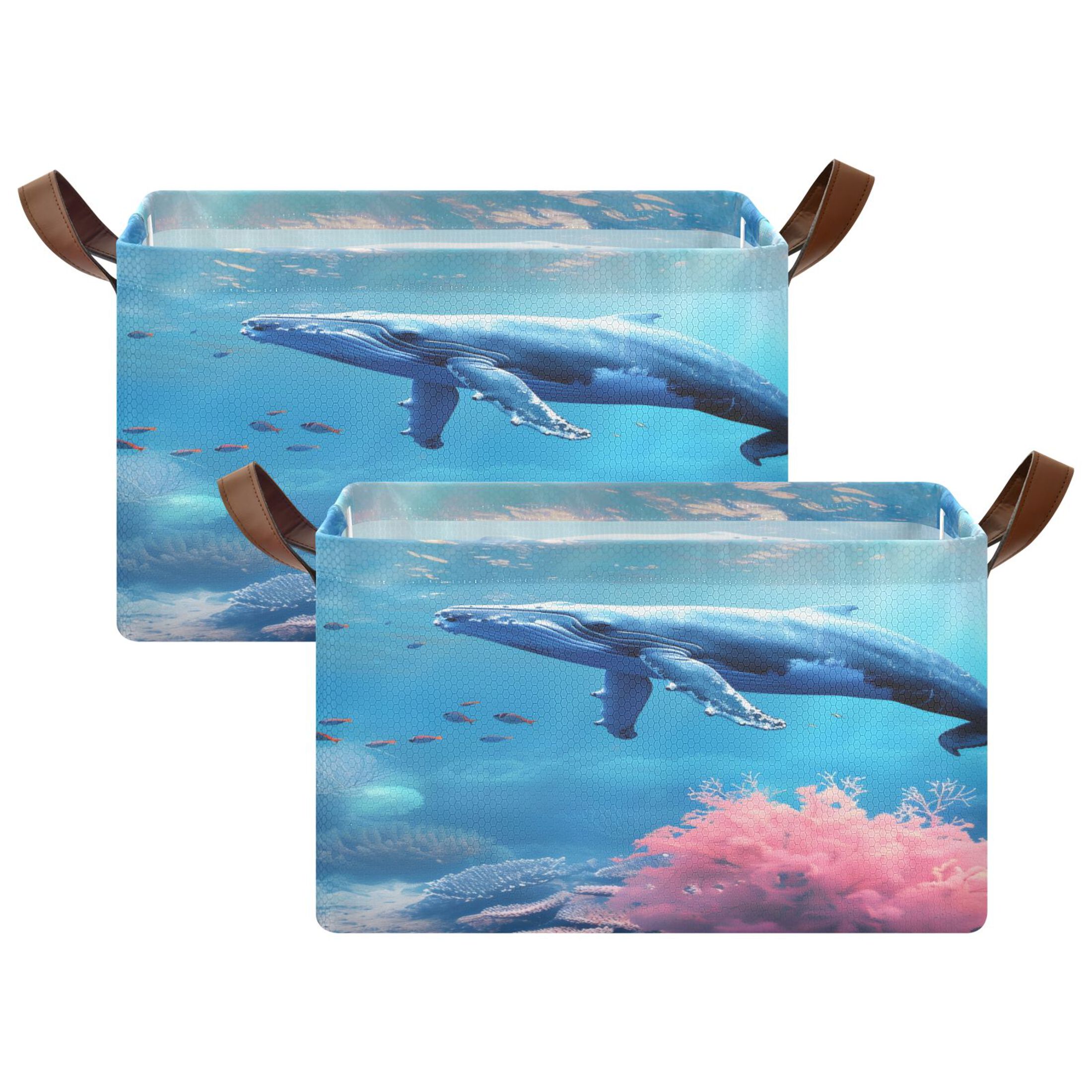 Ryvnso A Whale under Sea Storage Bins Large Basket Foldable Cube Toys ...