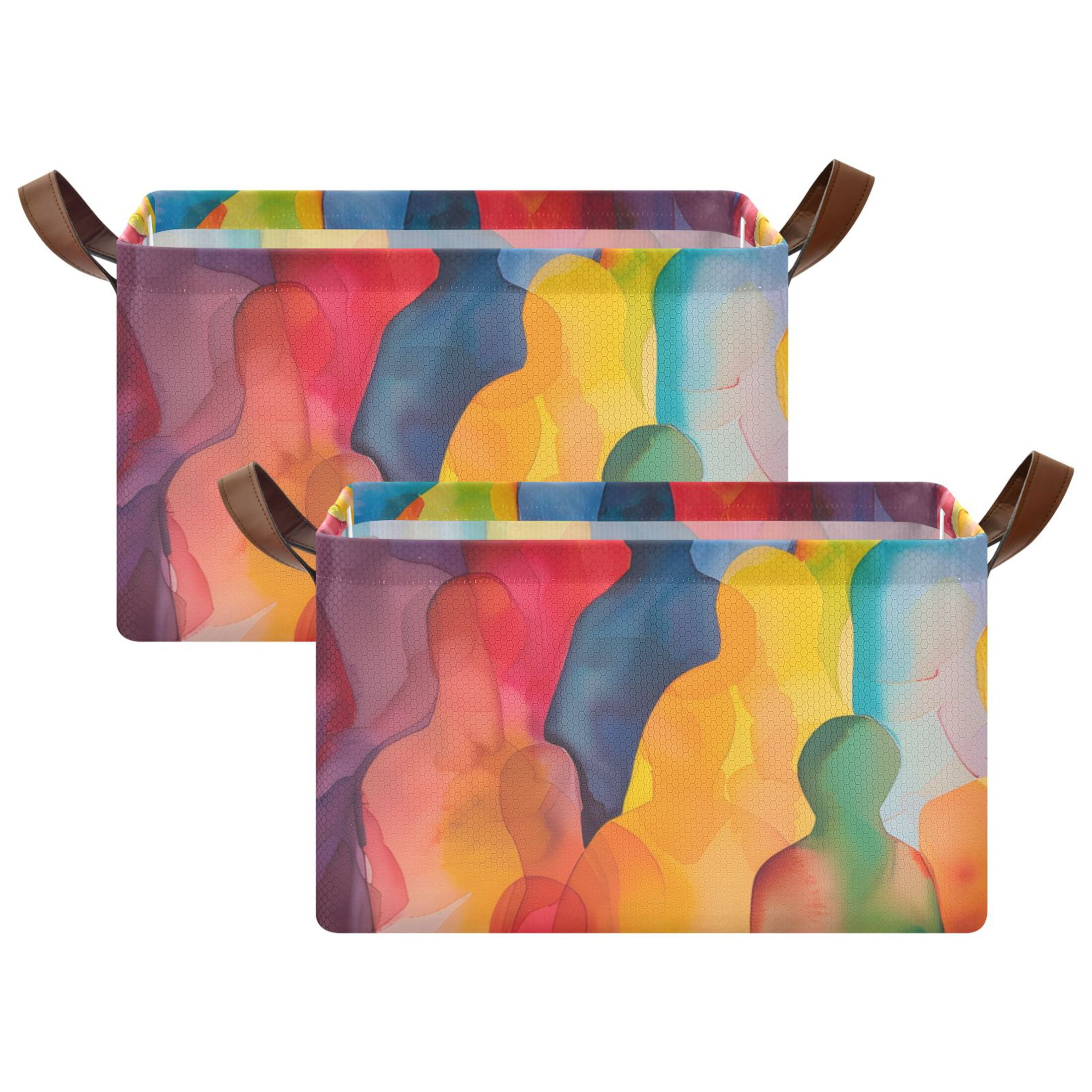 Ryvnso Abstract Art Watercolor Storage Bins Large Basket Foldable Cube ...