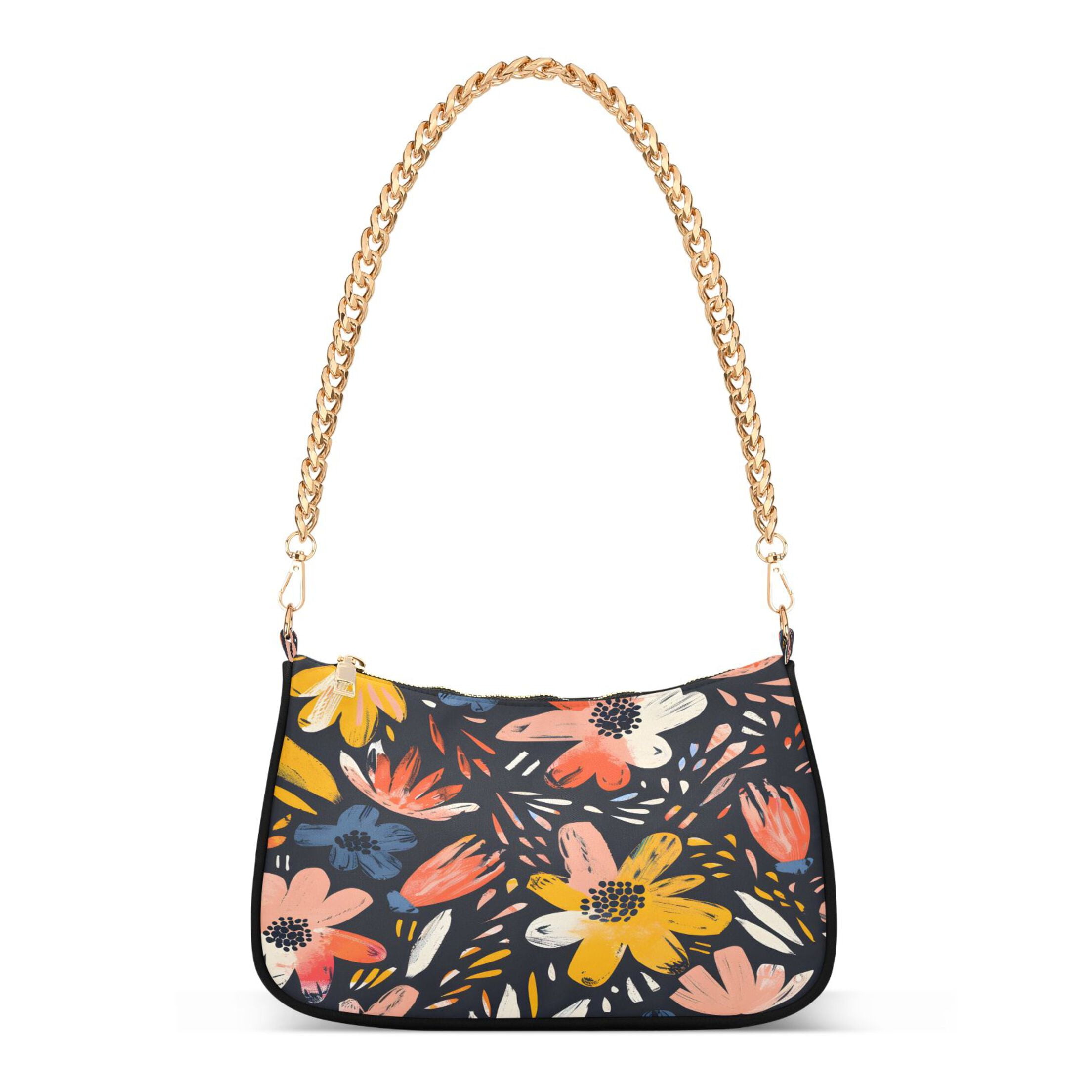 Ryvnso Abstract Flower Paint Womens Chain Shoulder Bag Tote Handbags ...