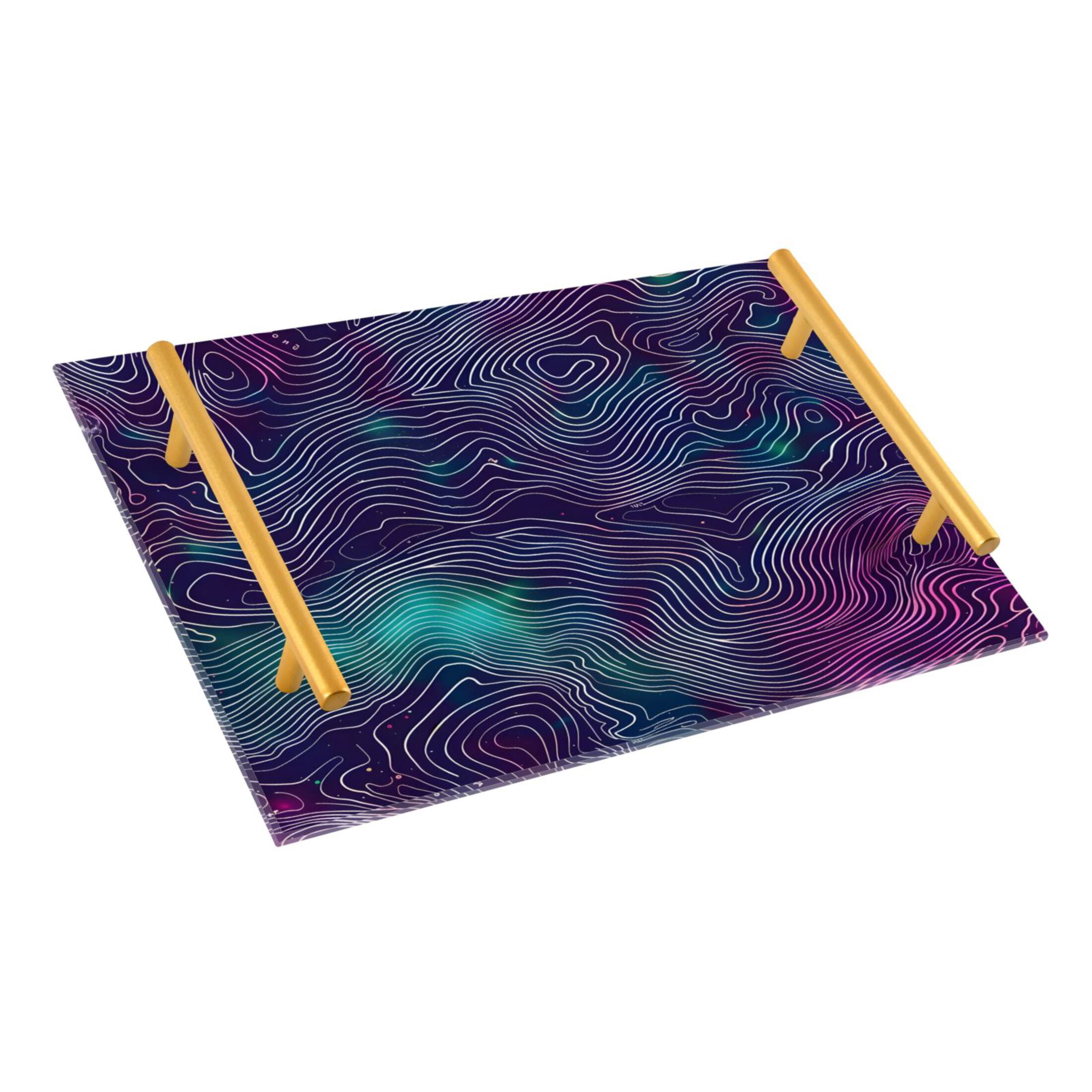 Ryvnso Abstract Green Purple Lines Bathroom Tray Vanity Countertop ...