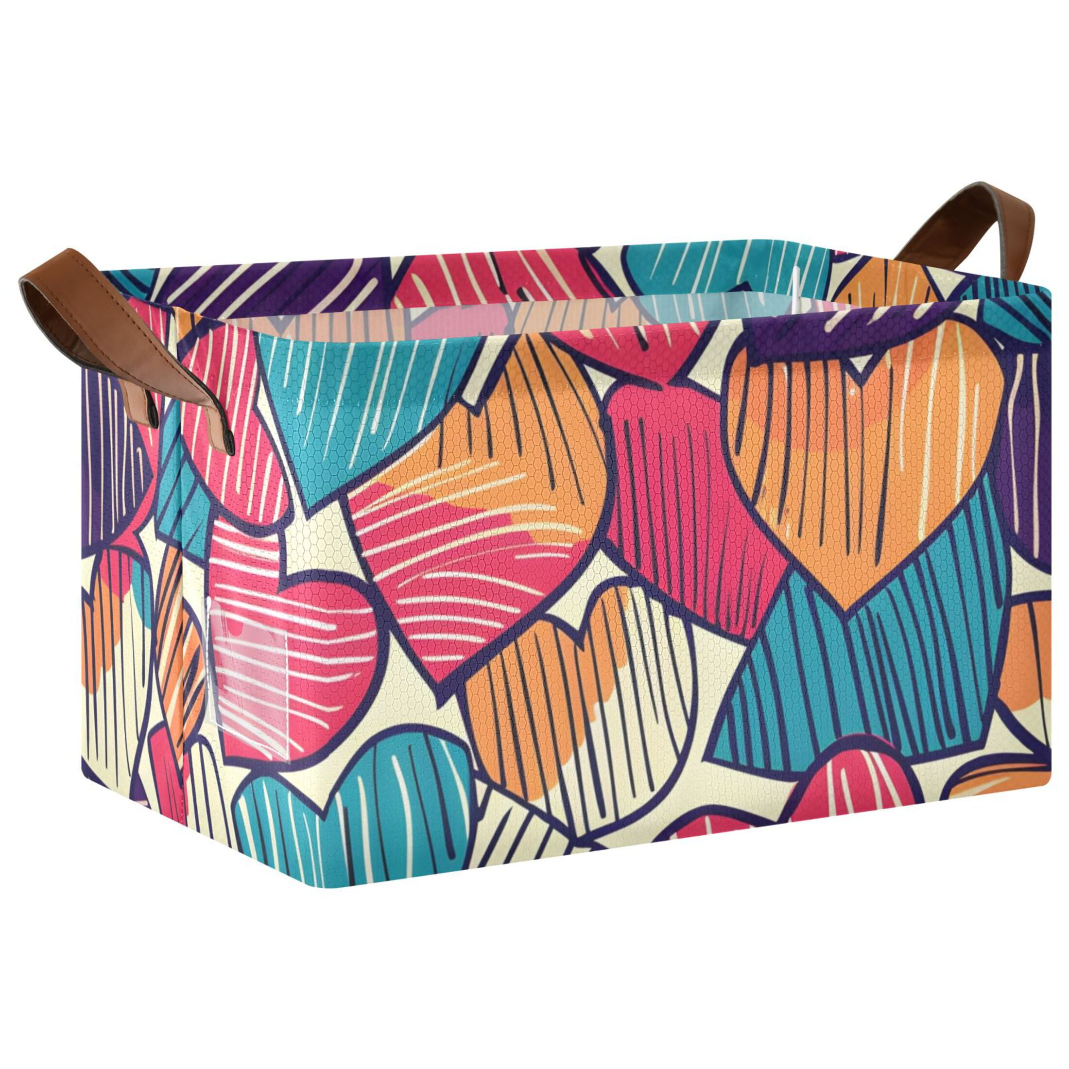 Ryvnso Abstract Heart Paint Storage Bins Large Basket Foldable Cube ...