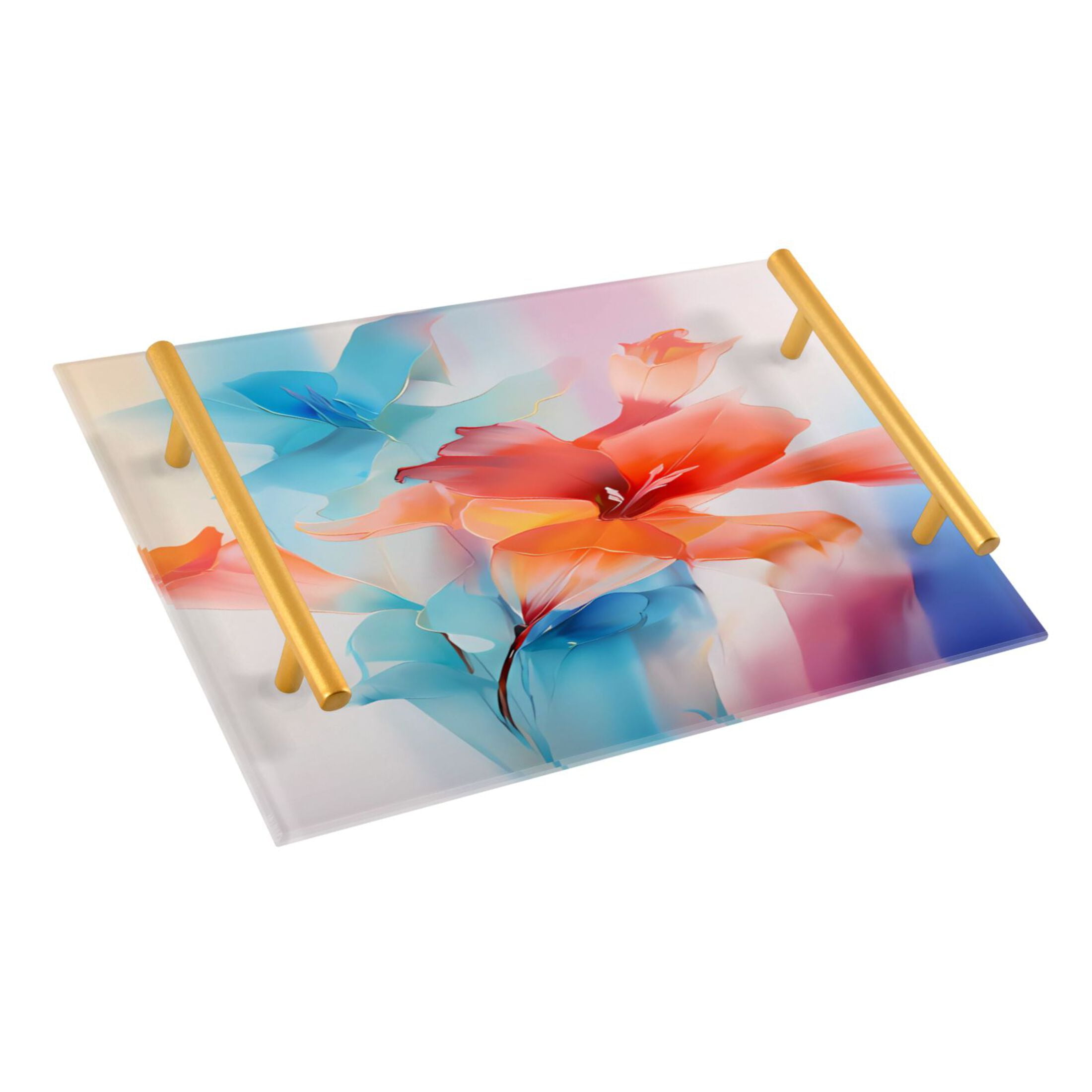 Ryvnso Abstract Hibiscus Flowers Bathroom Tray Vanity Countertop Trays ...