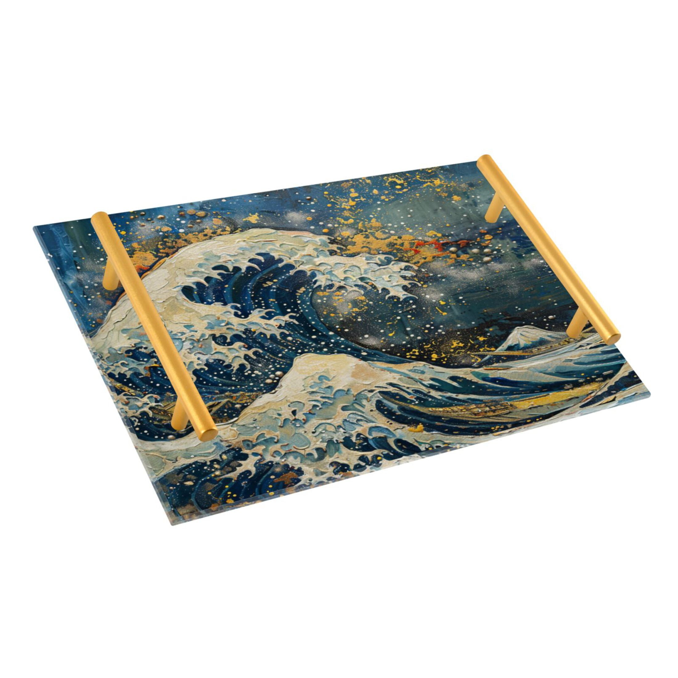 Ryvnso Abstract Japanese Wave Bathroom Tray Vanity Countertop Trays Acrylic Organizer - Walmart.com