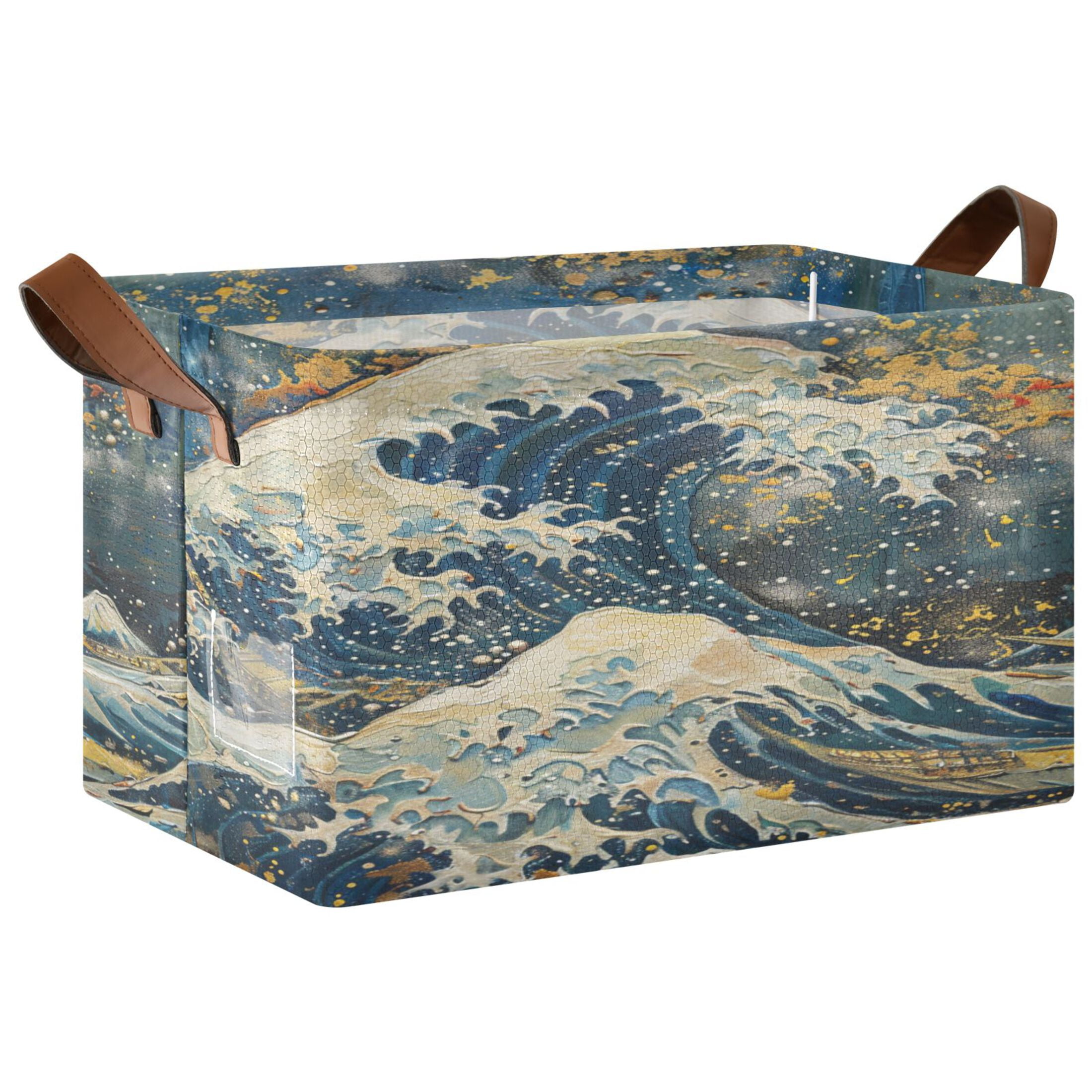 Ryvnso Abstract Japanese Wave Storage Bins Large Basket Foldable Cube ...