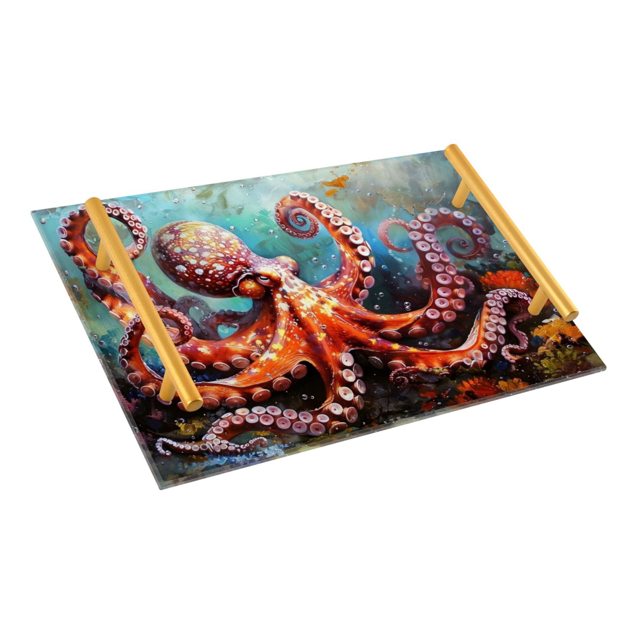 Ryvnso Abstract Octopus in Sea Bathroom Tray Vanity Countertop Trays ...