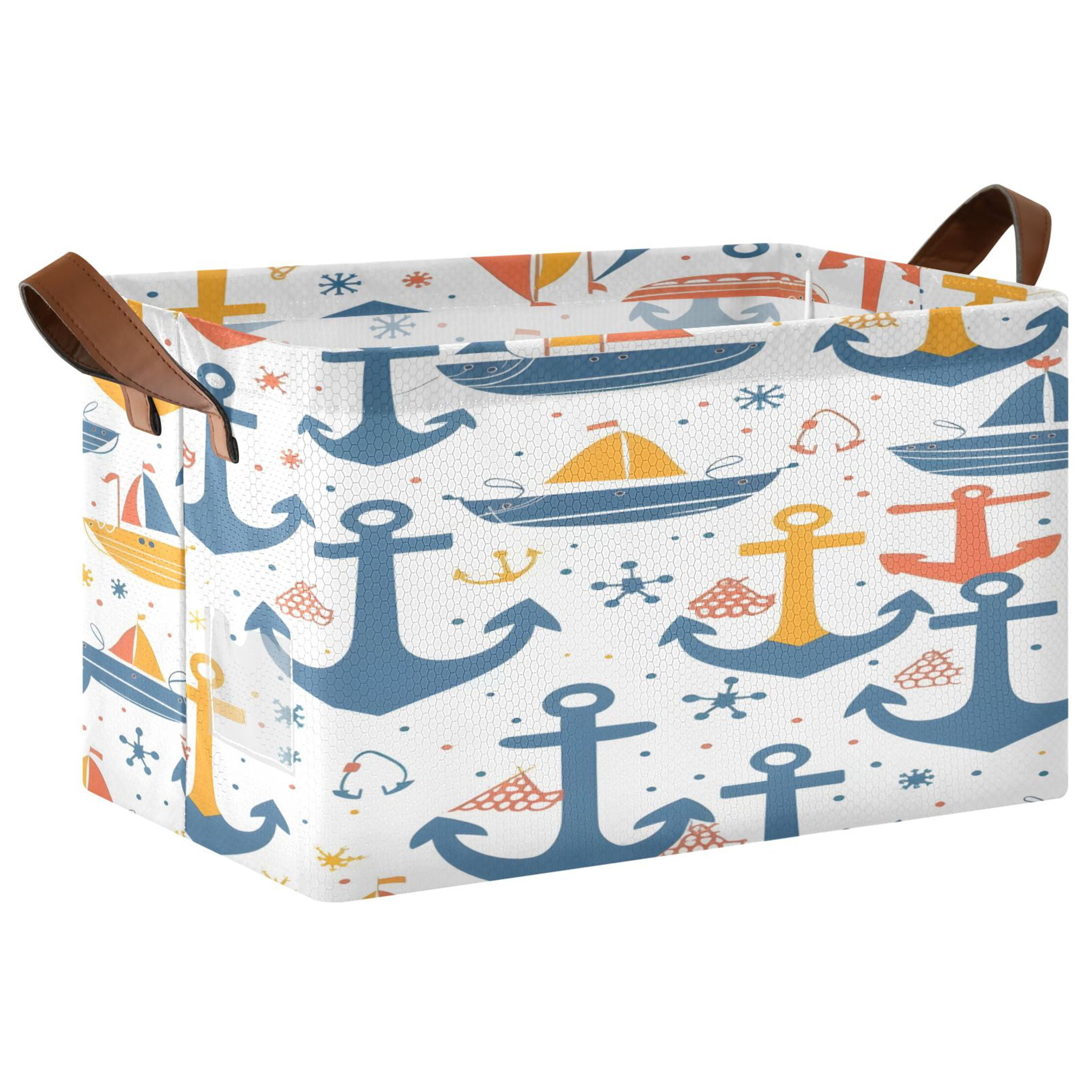 Ryvnso Anchors and Boats Storage Bins Large Basket Foldable Cube Toys ...