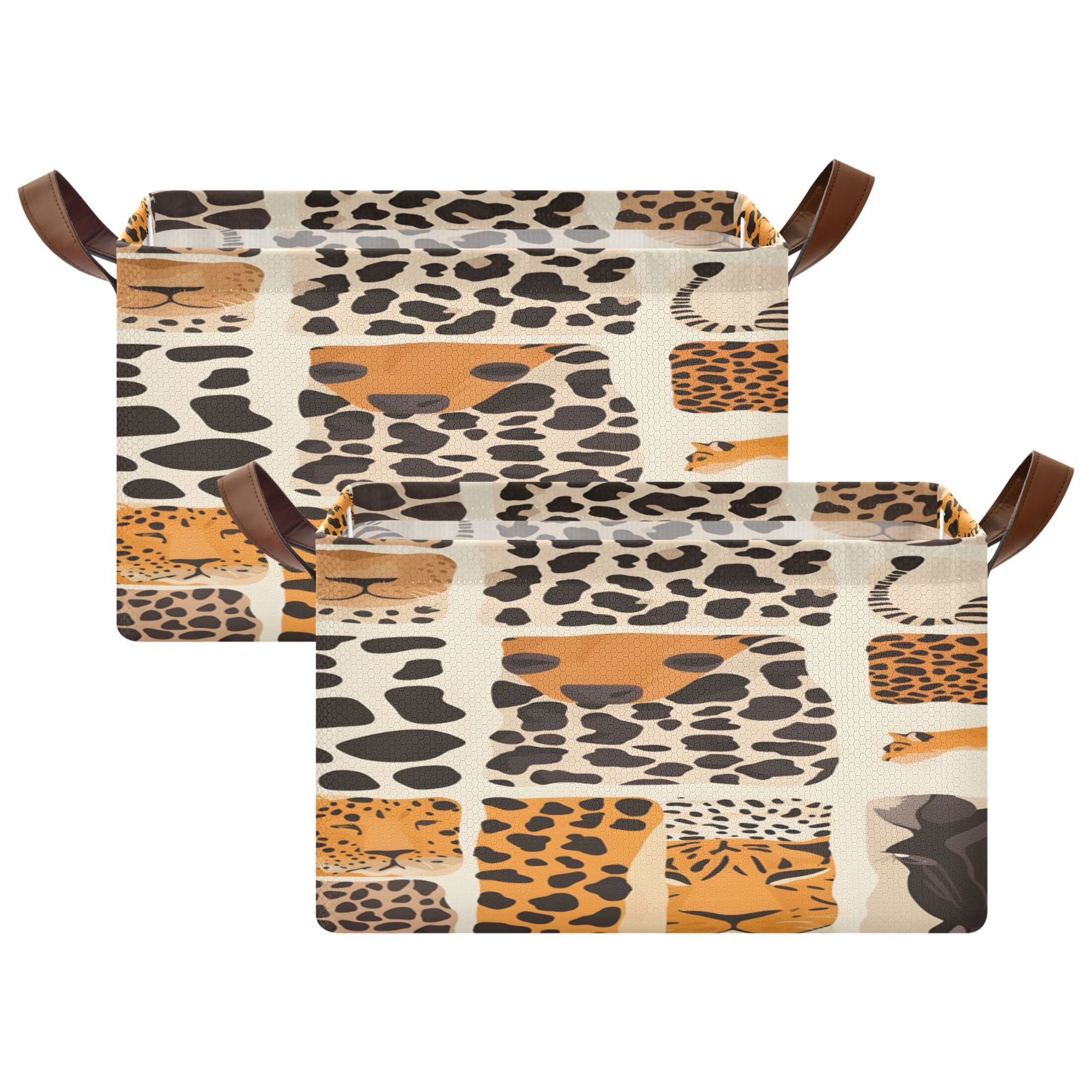 Ryvnso Animal Skins Leopard Storage Bins Large Basket Foldable Cube ...