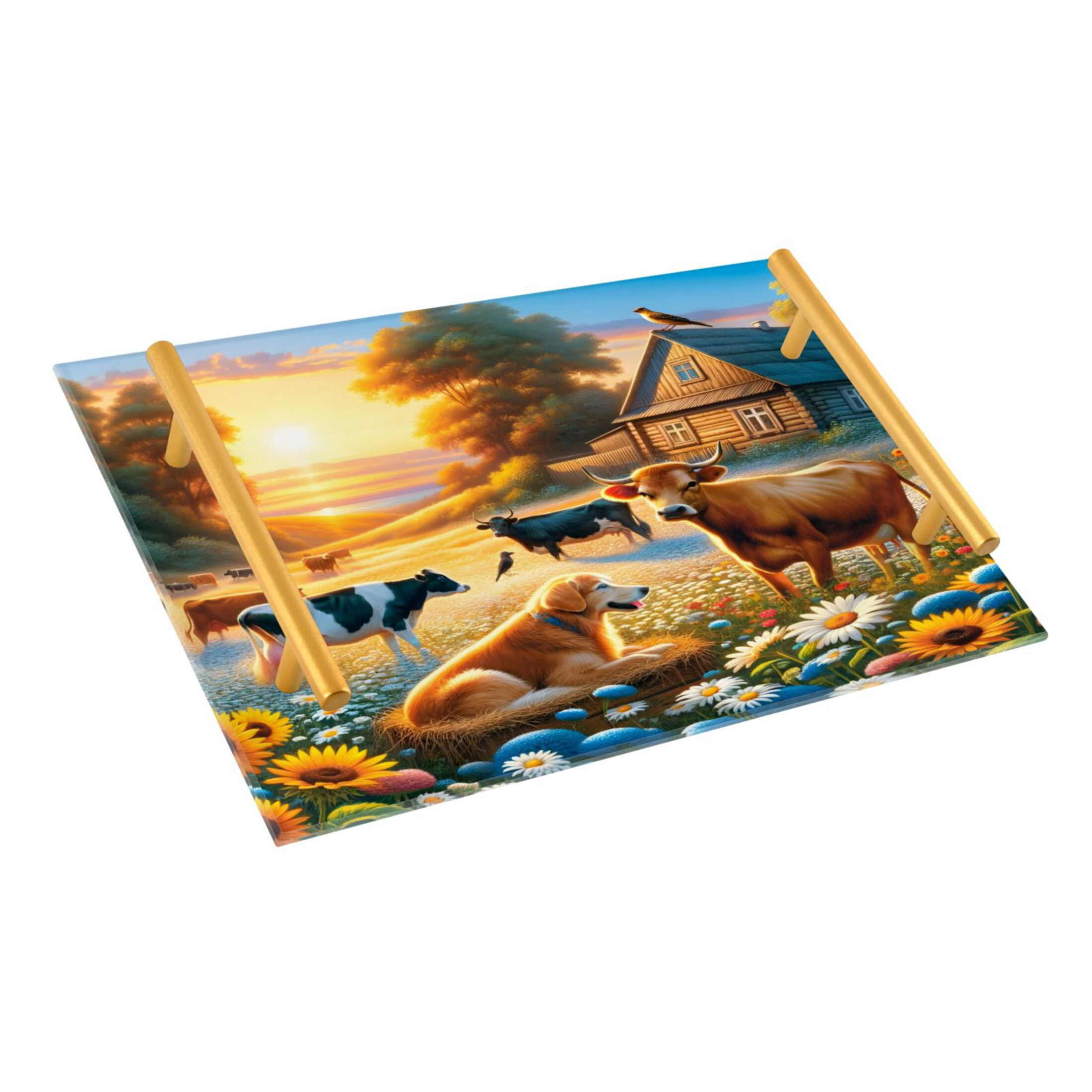 Ryvnso Animals on Wild Field with Sunset Bathroom Tray Vanity ...