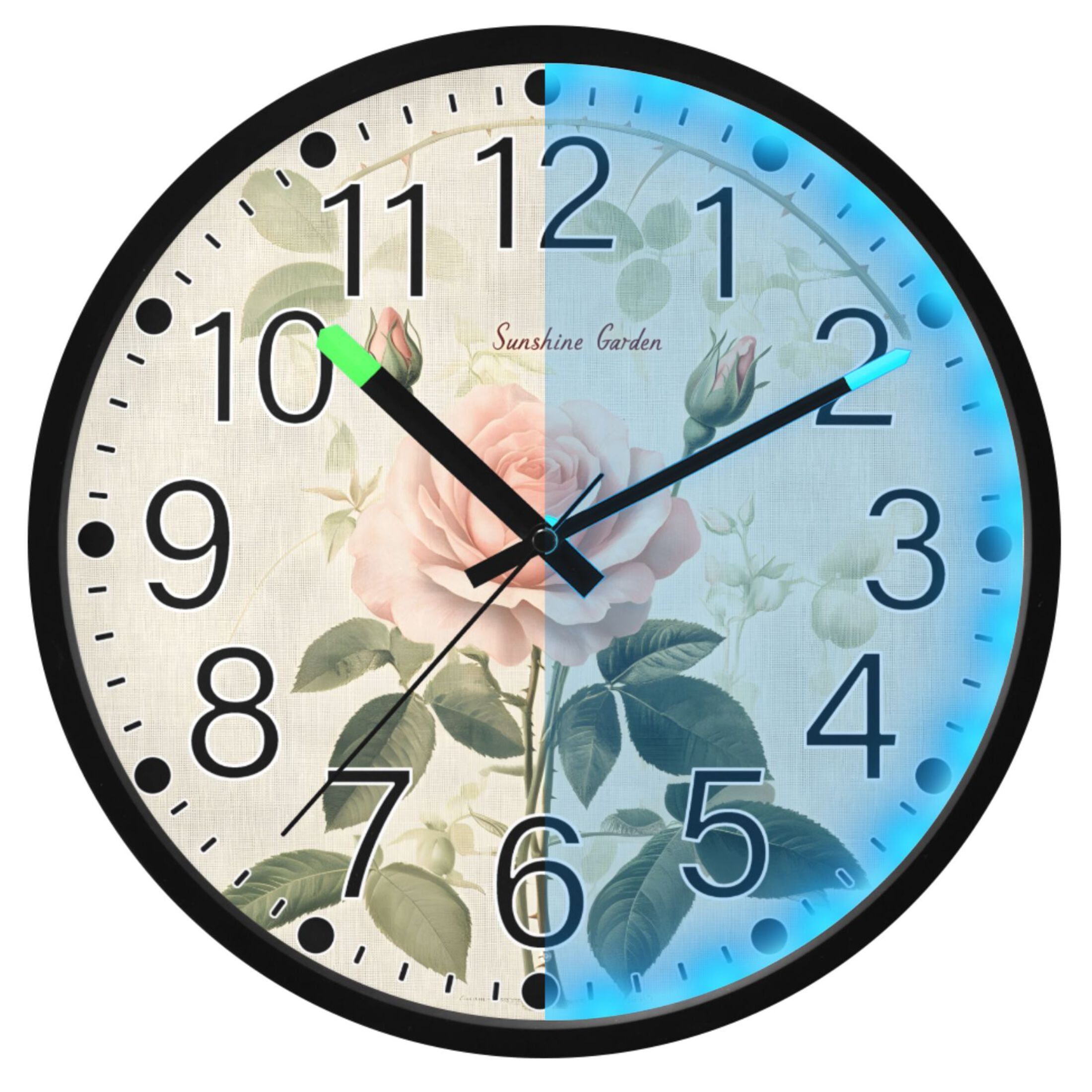 Ryvnso Art Blossom Rose Flower 12 Inch Night Light Wall Clock Silent ...