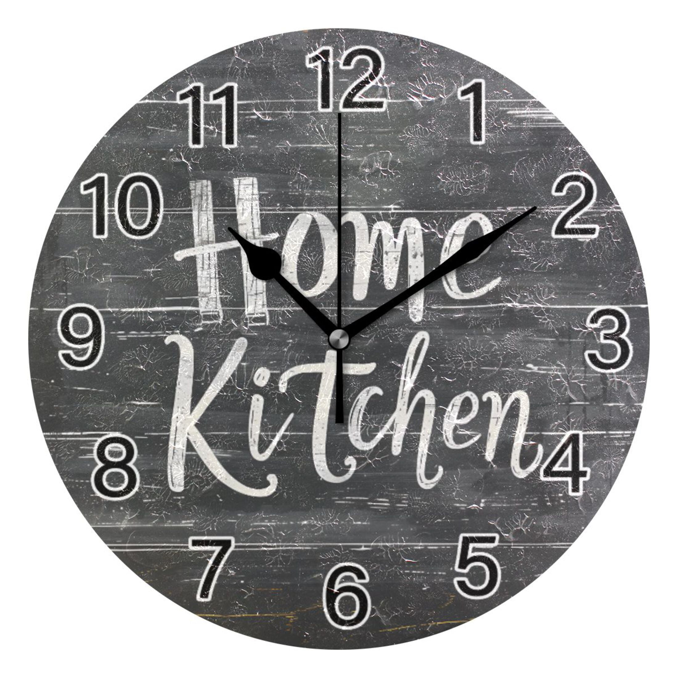 Ryvnso Art Home Kitchen Wall Clock Non Ticking Silent Kitchen Clock ...