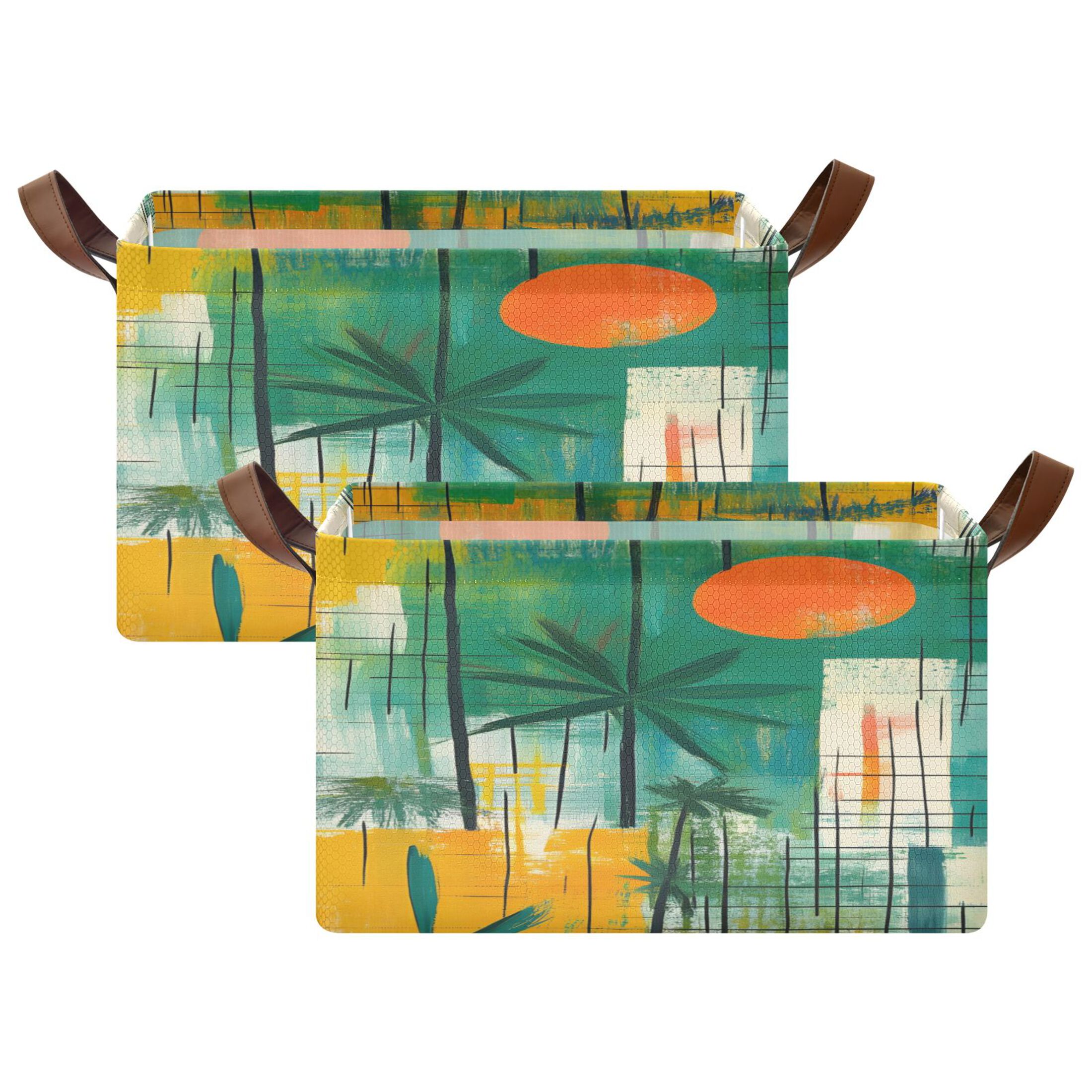 Ryvnso Art Palm Tree Sunset Storage Bins Large Basket Foldable Cube ...