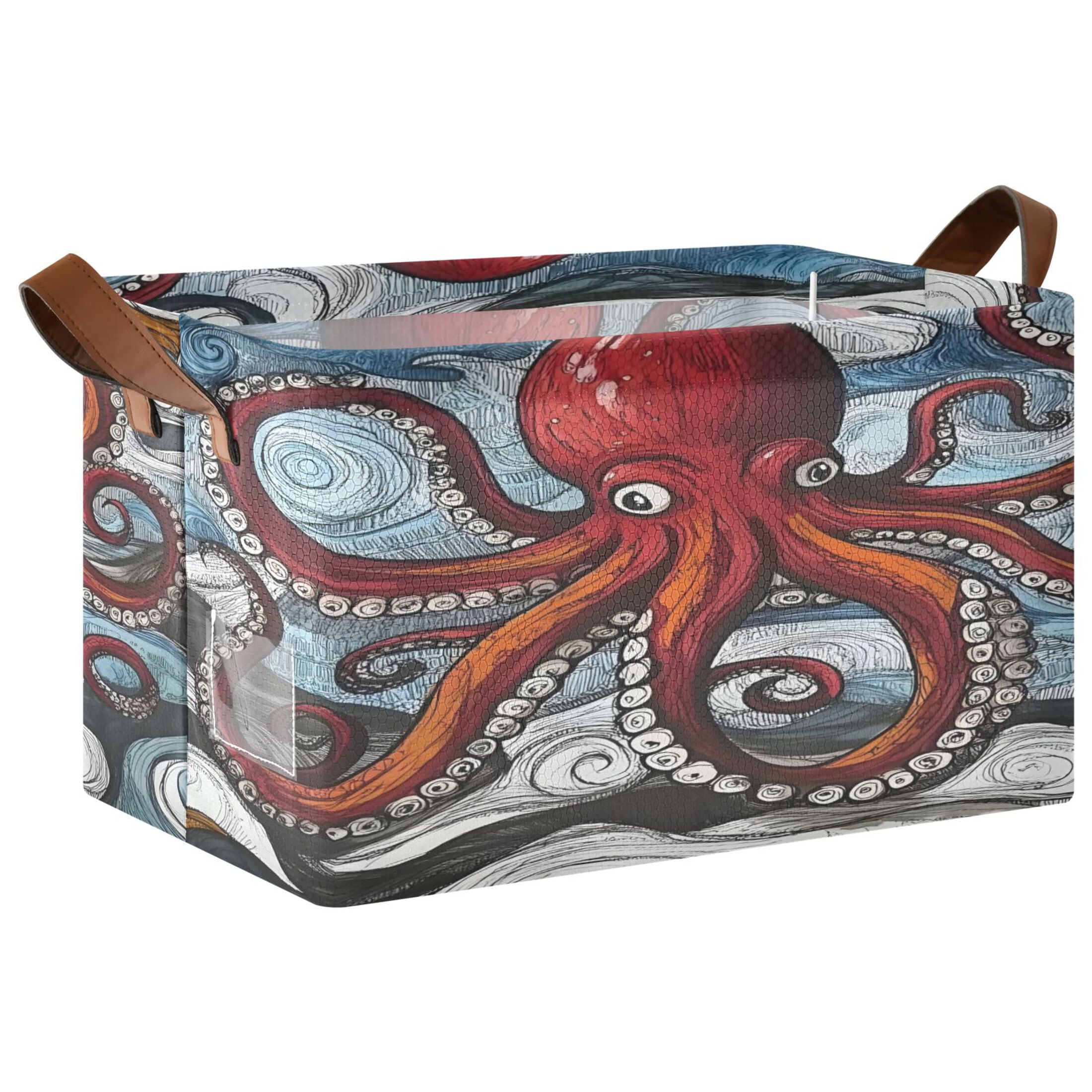 Ryvnso Art Red Octopus Storage Bins Large Basket Foldable Cube Toys ...