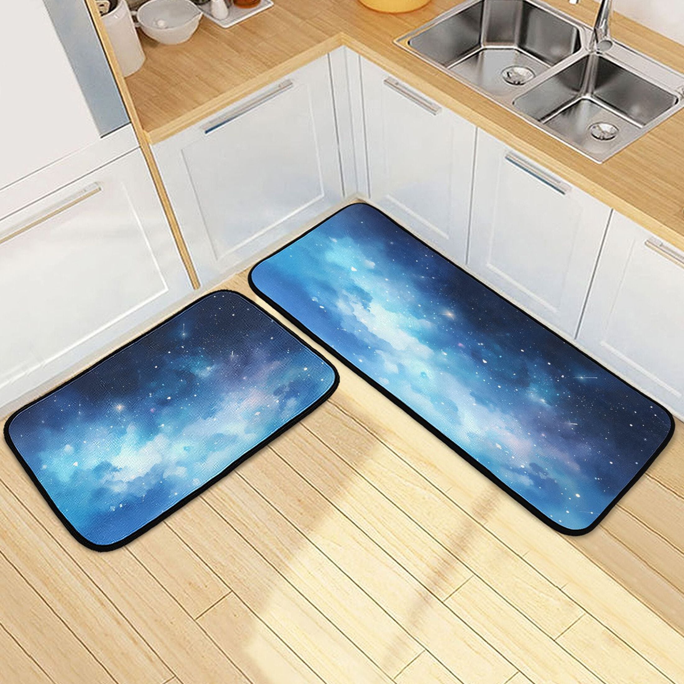 Ryvnso Art Starry Sky Kitchen Rugs Set Non Slip Runner Mats for Dining ...