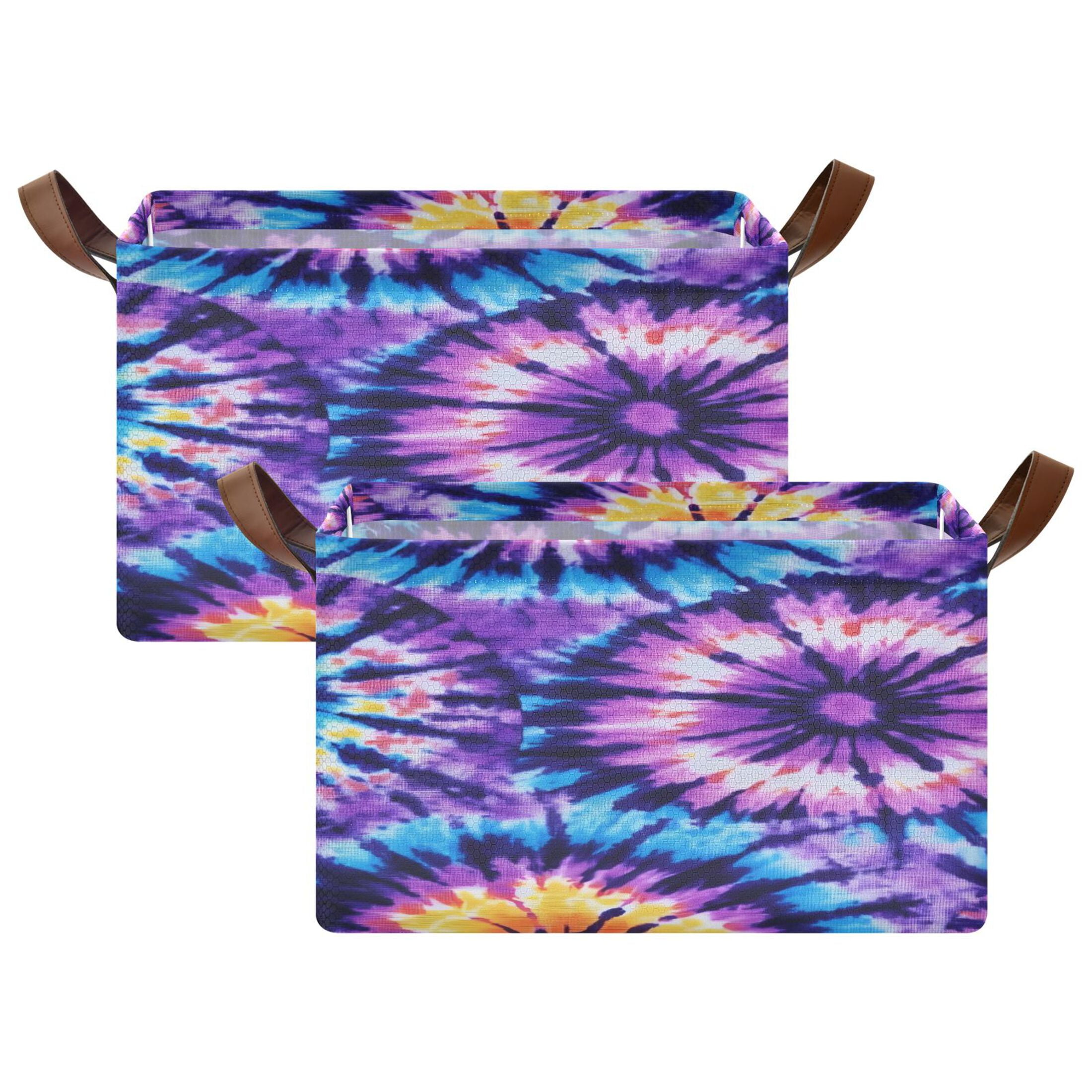 Ryvnso Art Tie Dye Purple Storage Bins Large Basket Foldable Cube Toys ...