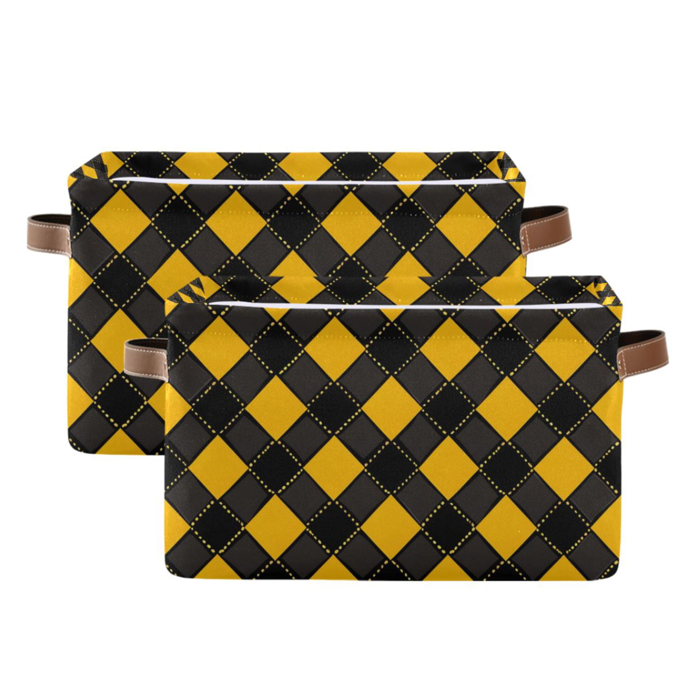 Ryvnso Art Yellow Checkered Grid Pattern Storage Basket Large Bin ...