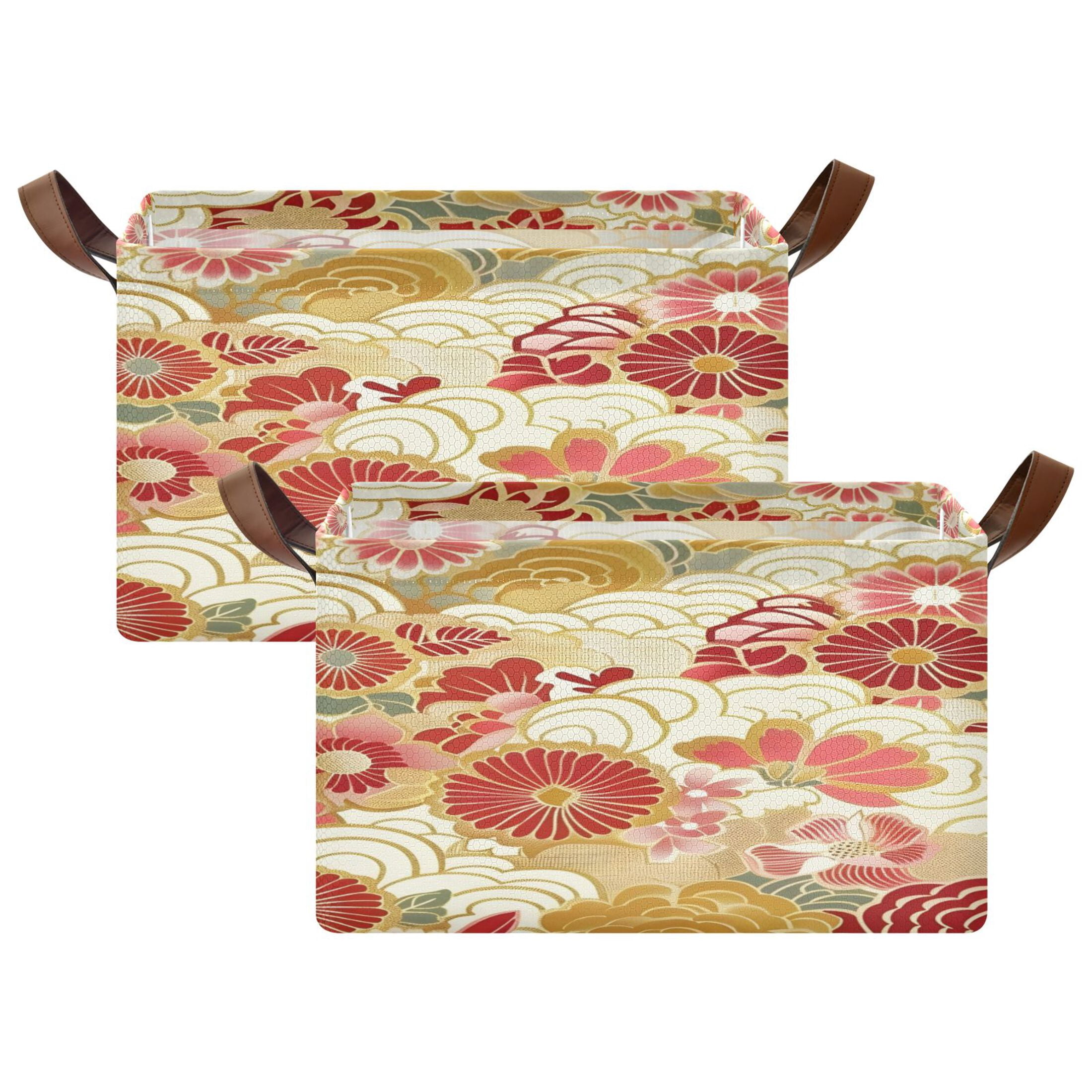 Ryvnso Artistic Ethnic Flower Storage Bins Large Basket Foldable Cube ...