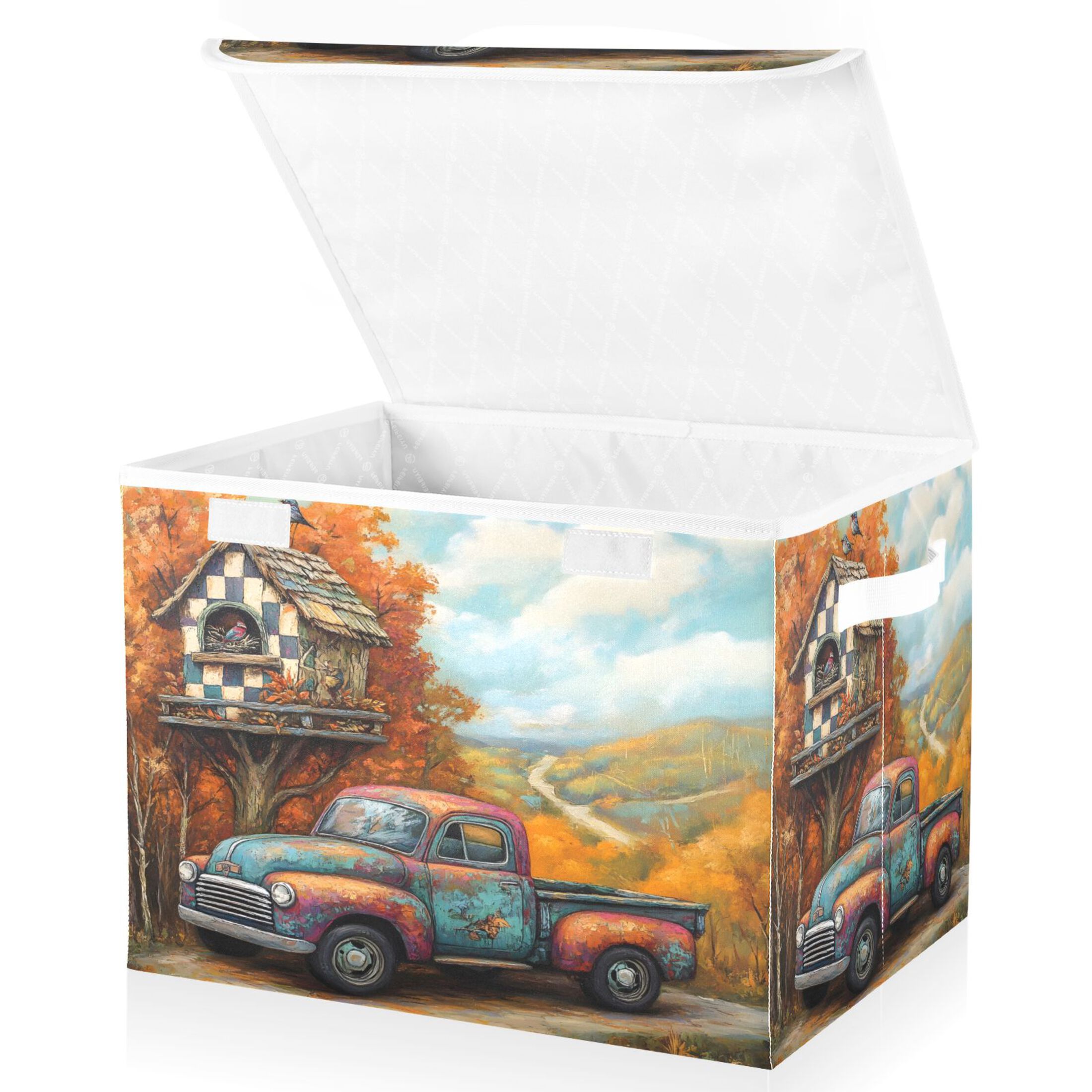 Ryvnso Autumn Bird Trees Landscape Large Lidded Foldable Storage ...