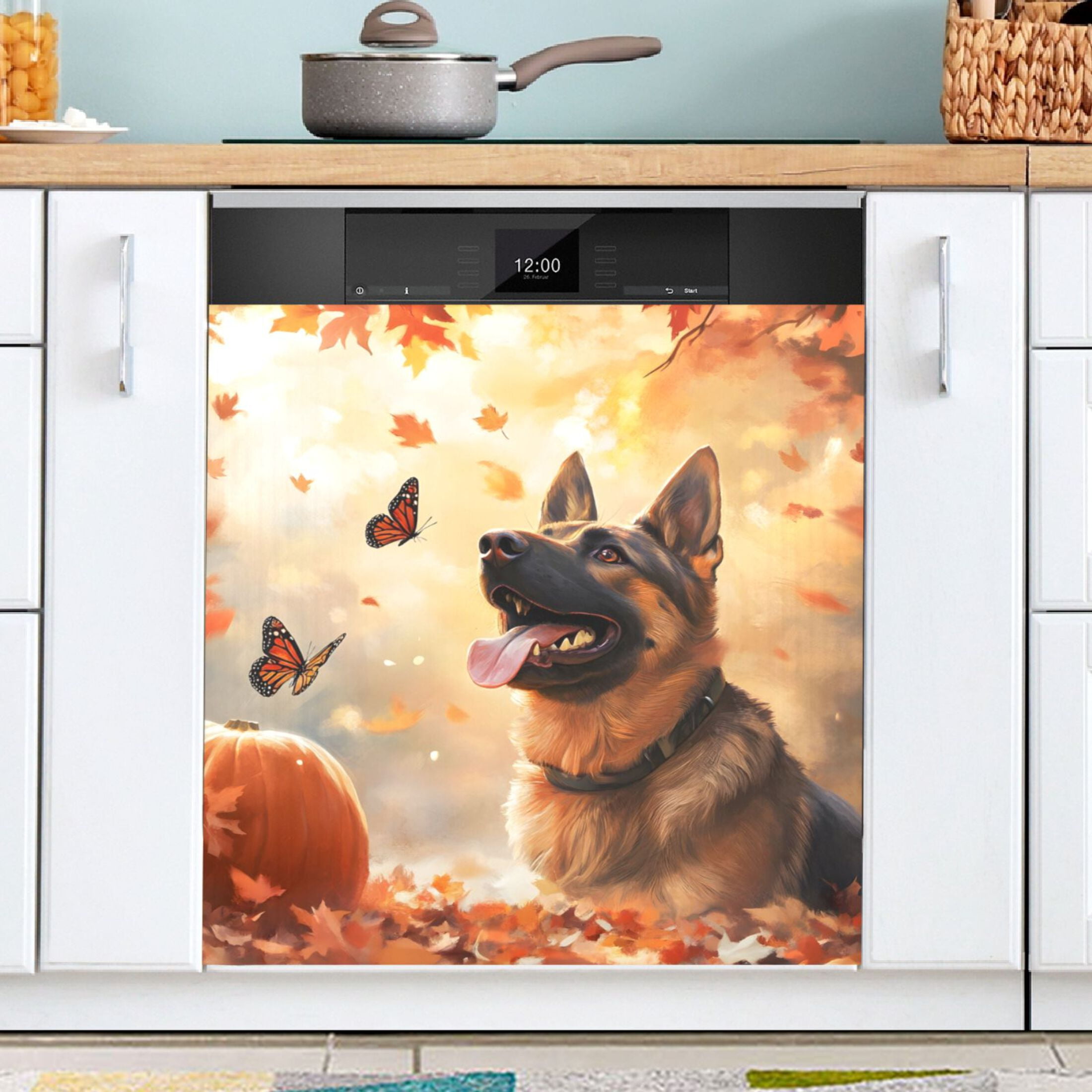 Ryvnso Autumn Fall and Dog Dishwasher Magnetic Refrigerator Magnet ...