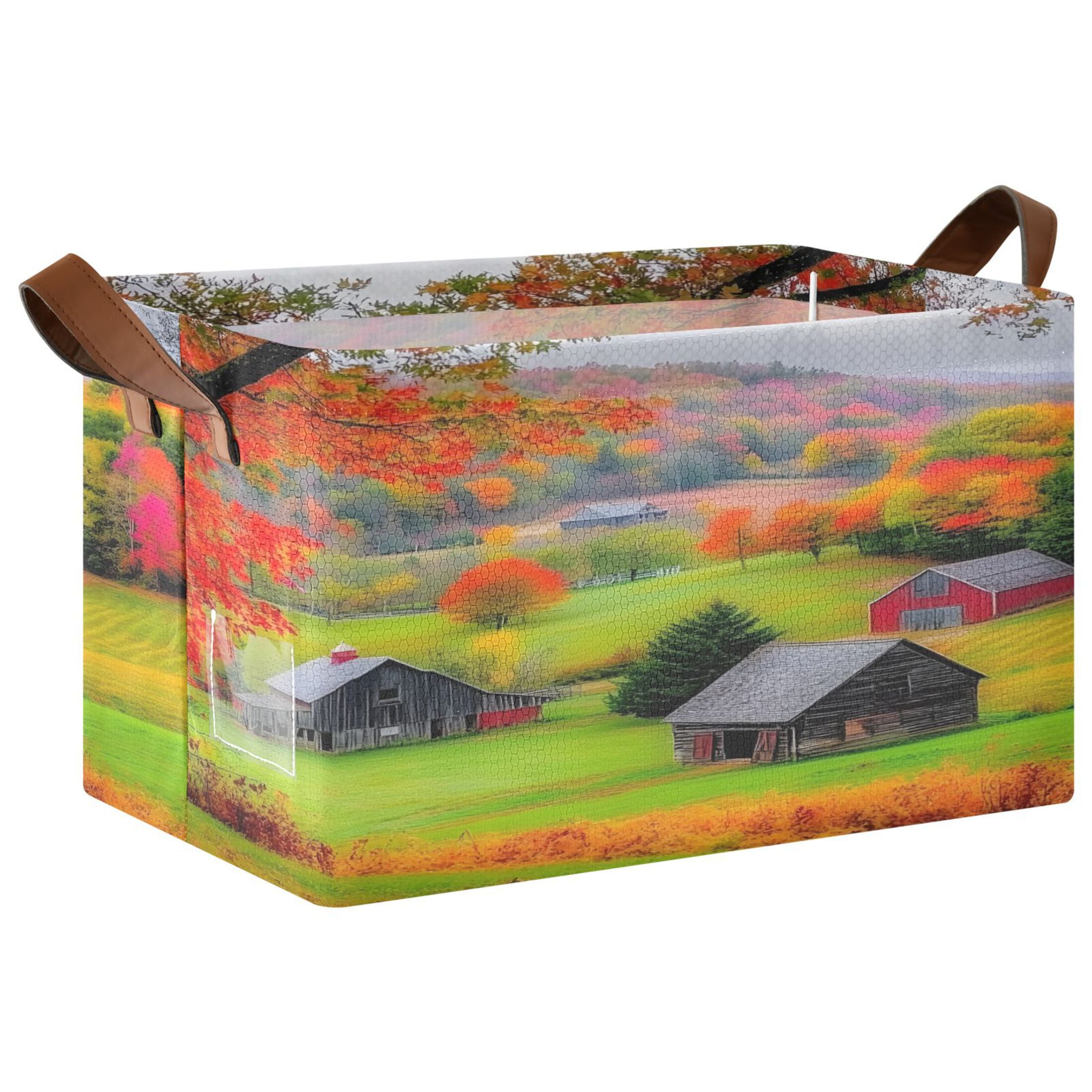 Ryvnso Autumn Farmhouse Landscape Storage Bins Large Basket Foldable ...