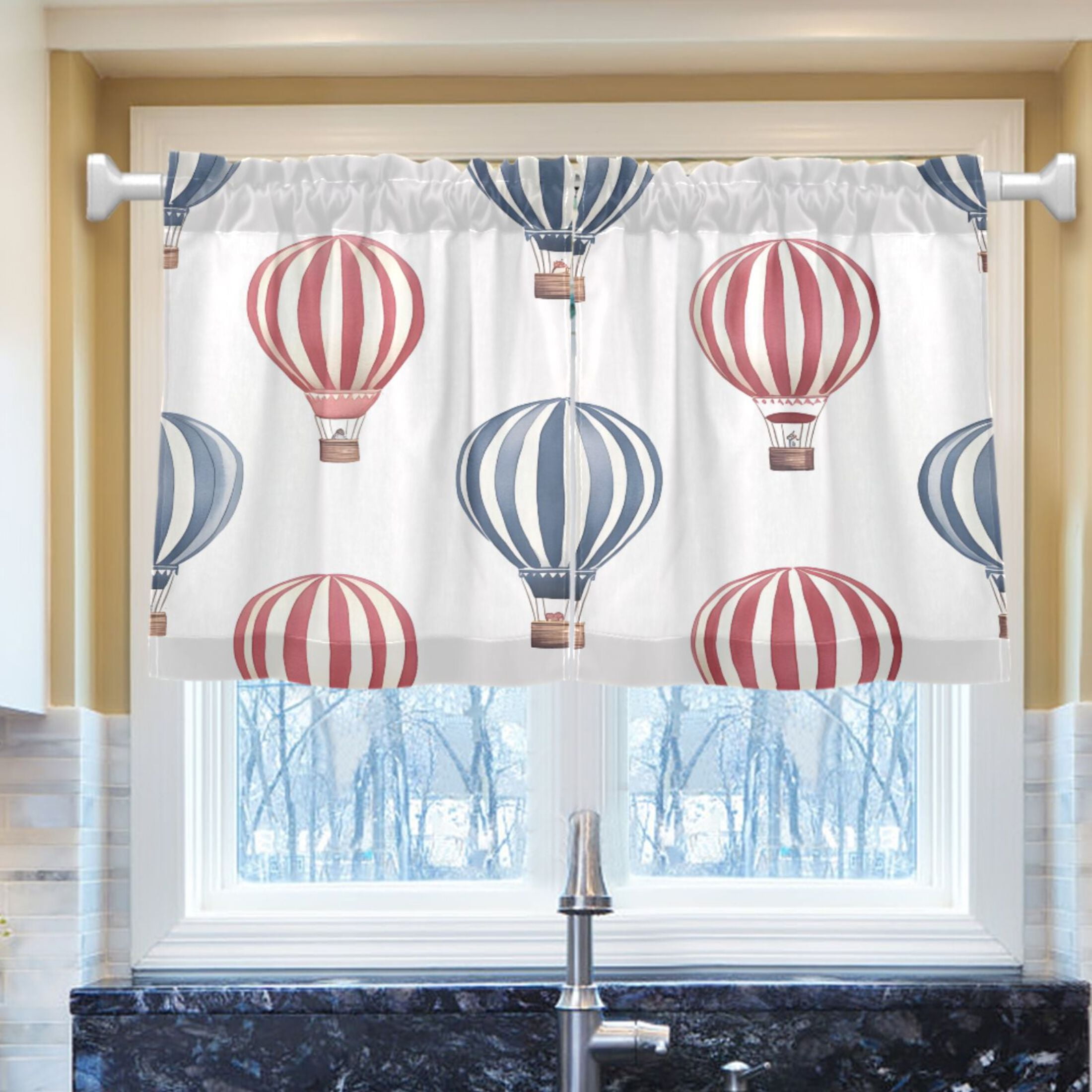 Ryvnso Balloons Half Curtains Sets Tier 2 Panels Short Curtain Rod ...
