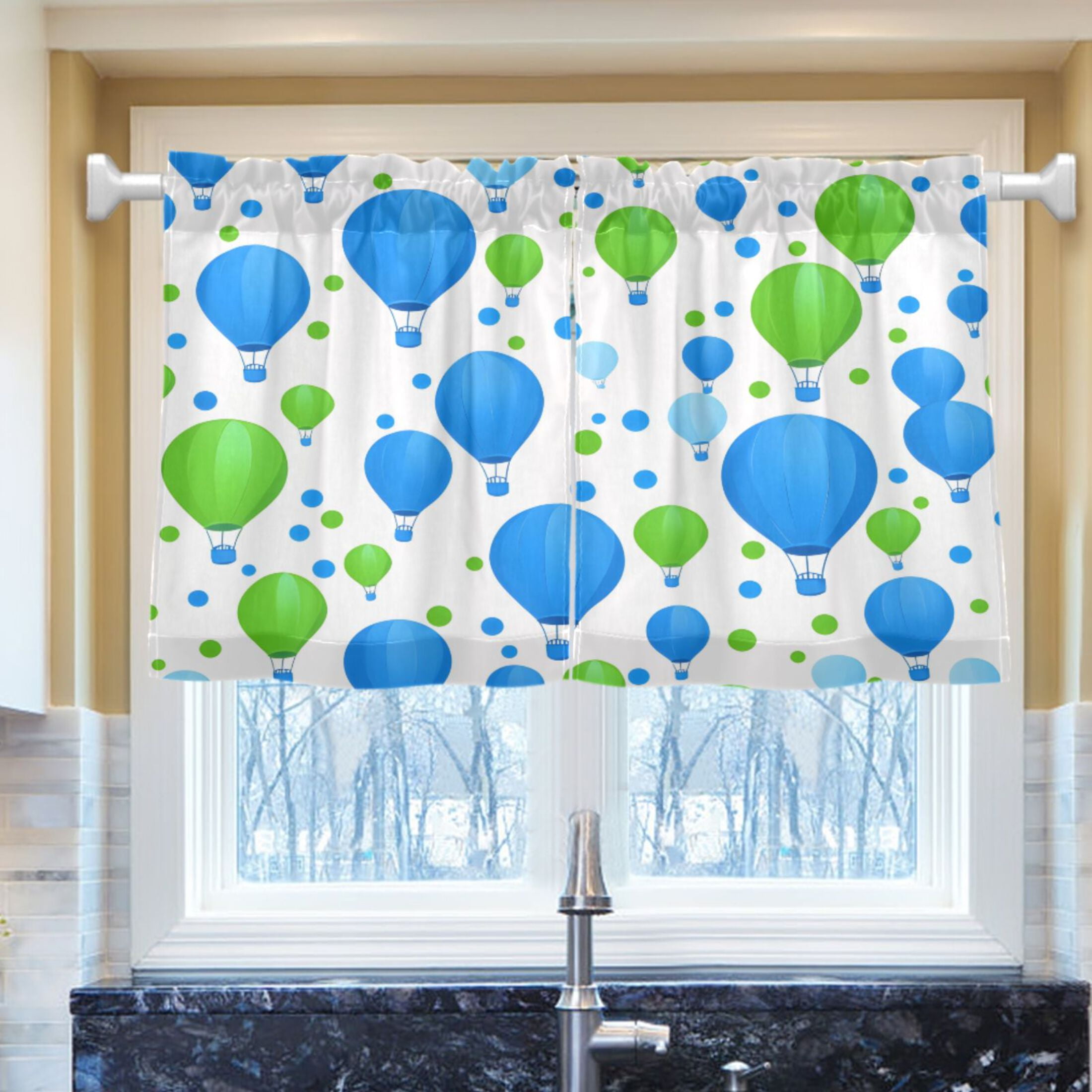 Ryvnso Balloons Half Curtains Sets Tier 2 Panels Short Curtain Rod ...