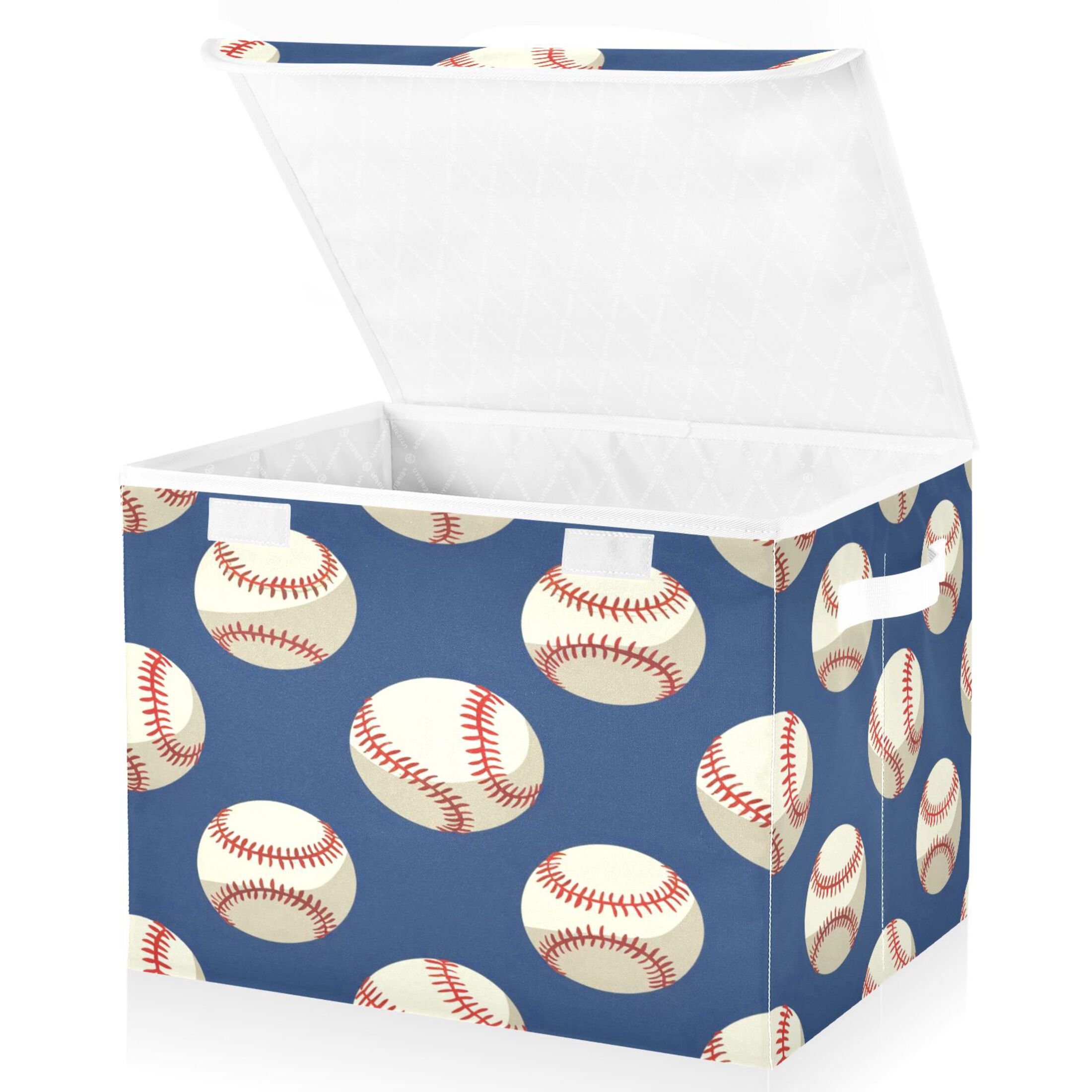 Ryvnso Baseball Blue Large Lidded Foldable Storage Baskets Cubes Boxes ...