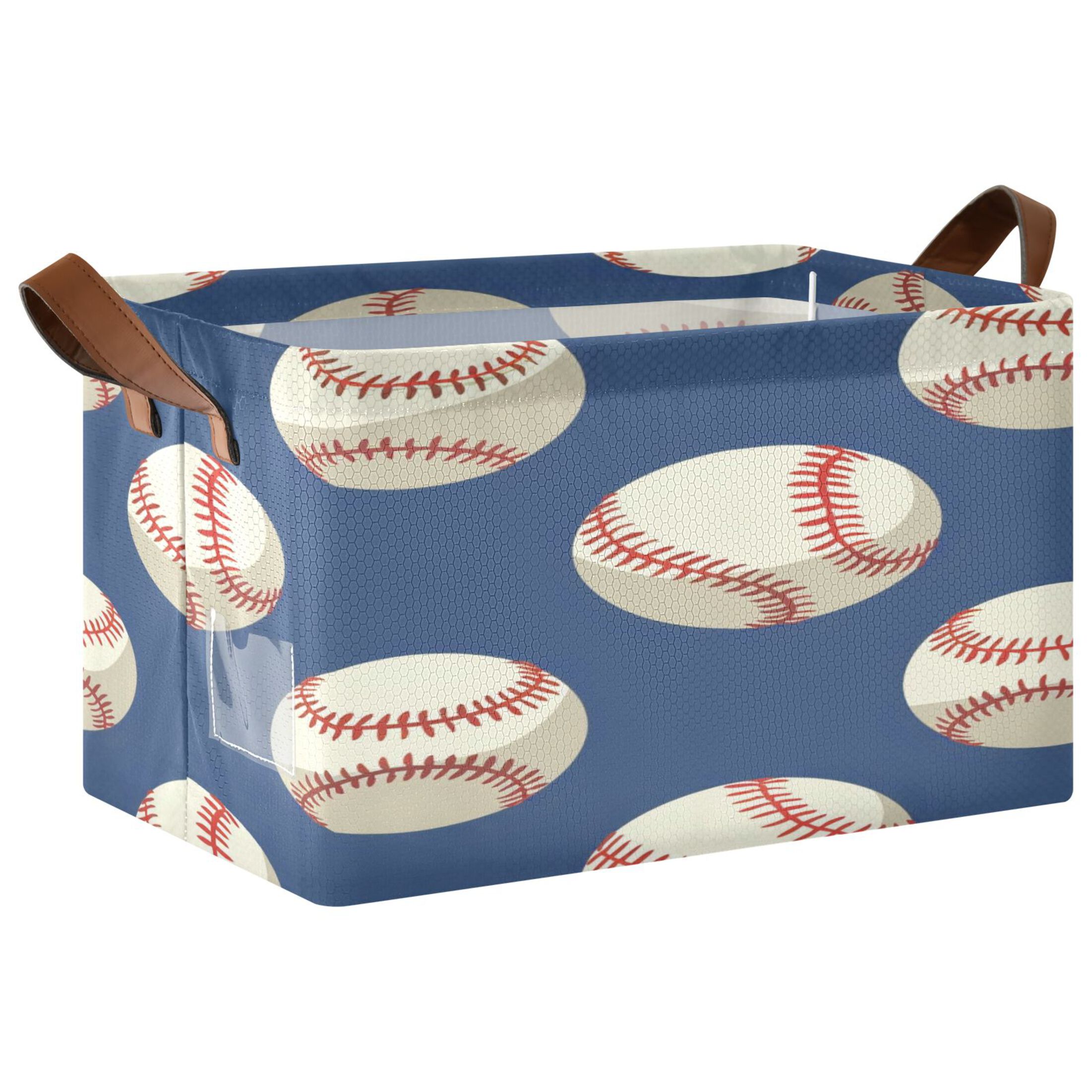 Ryvnso Baseball Blue Storage Bins Large Basket Foldable Cube Toys ...