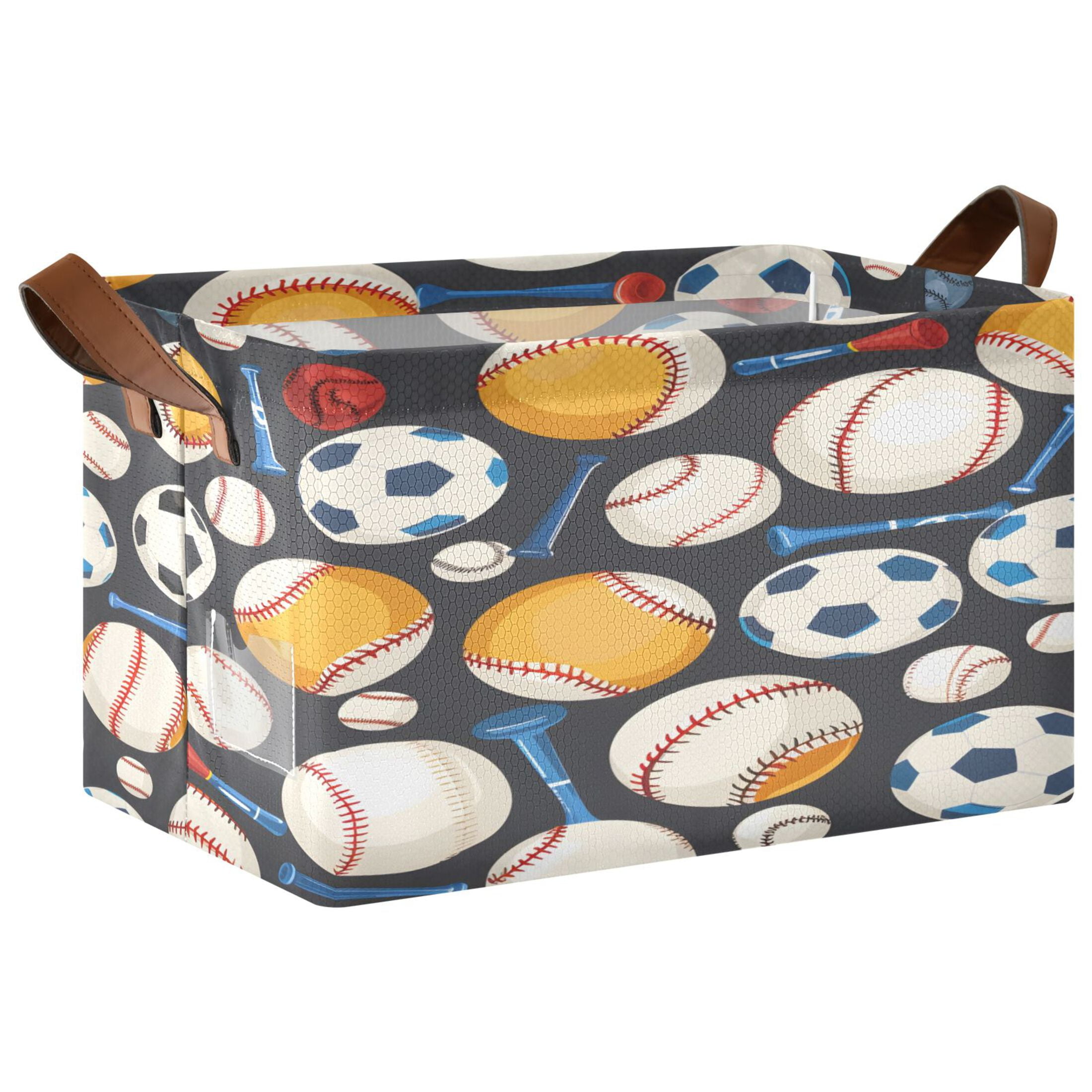 Ryvnso Baseball Football Storage Bins Large Basket Foldable Cube Toys ...