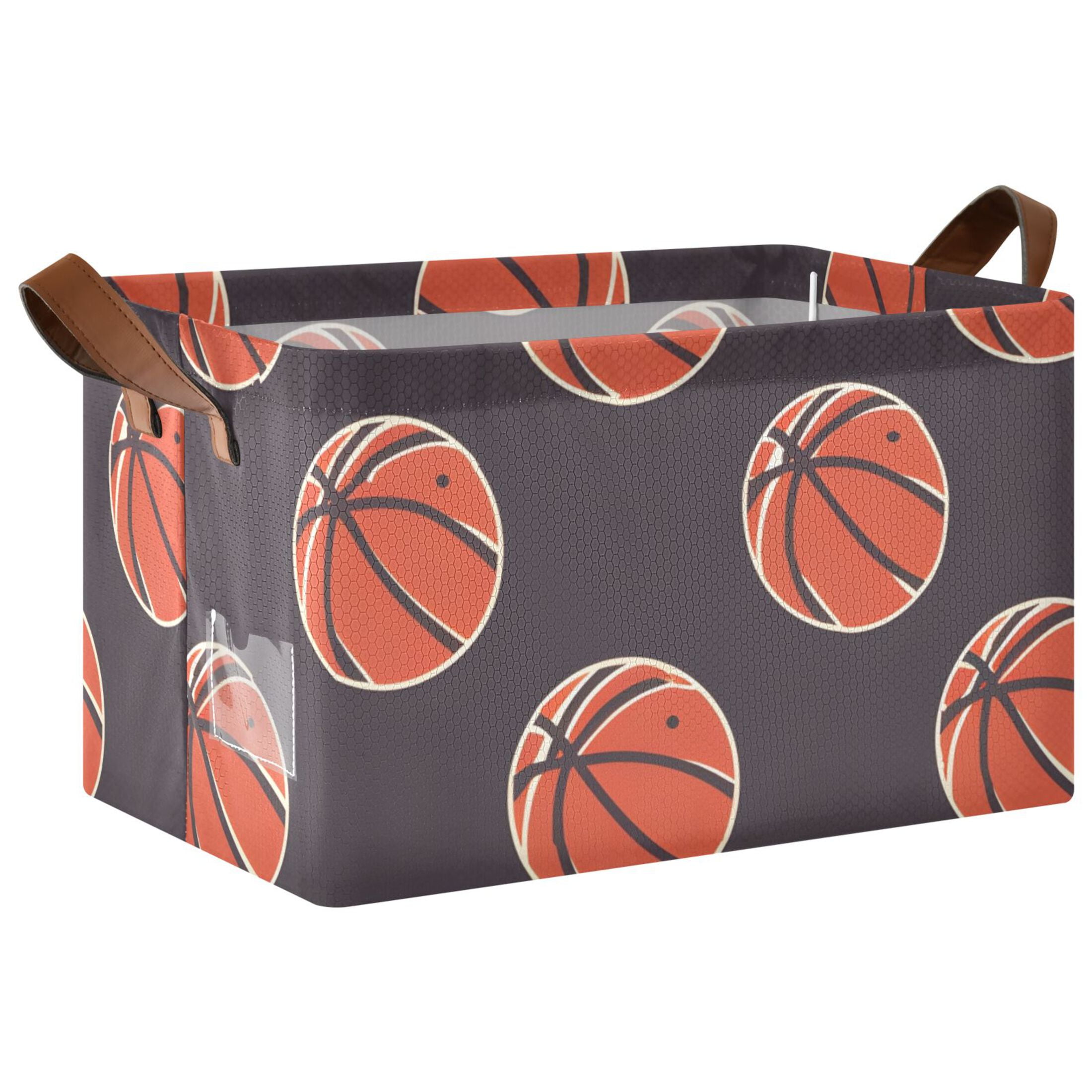 Ryvnso Basketball on Dark Background Storage Bins Large Basket Foldable ...