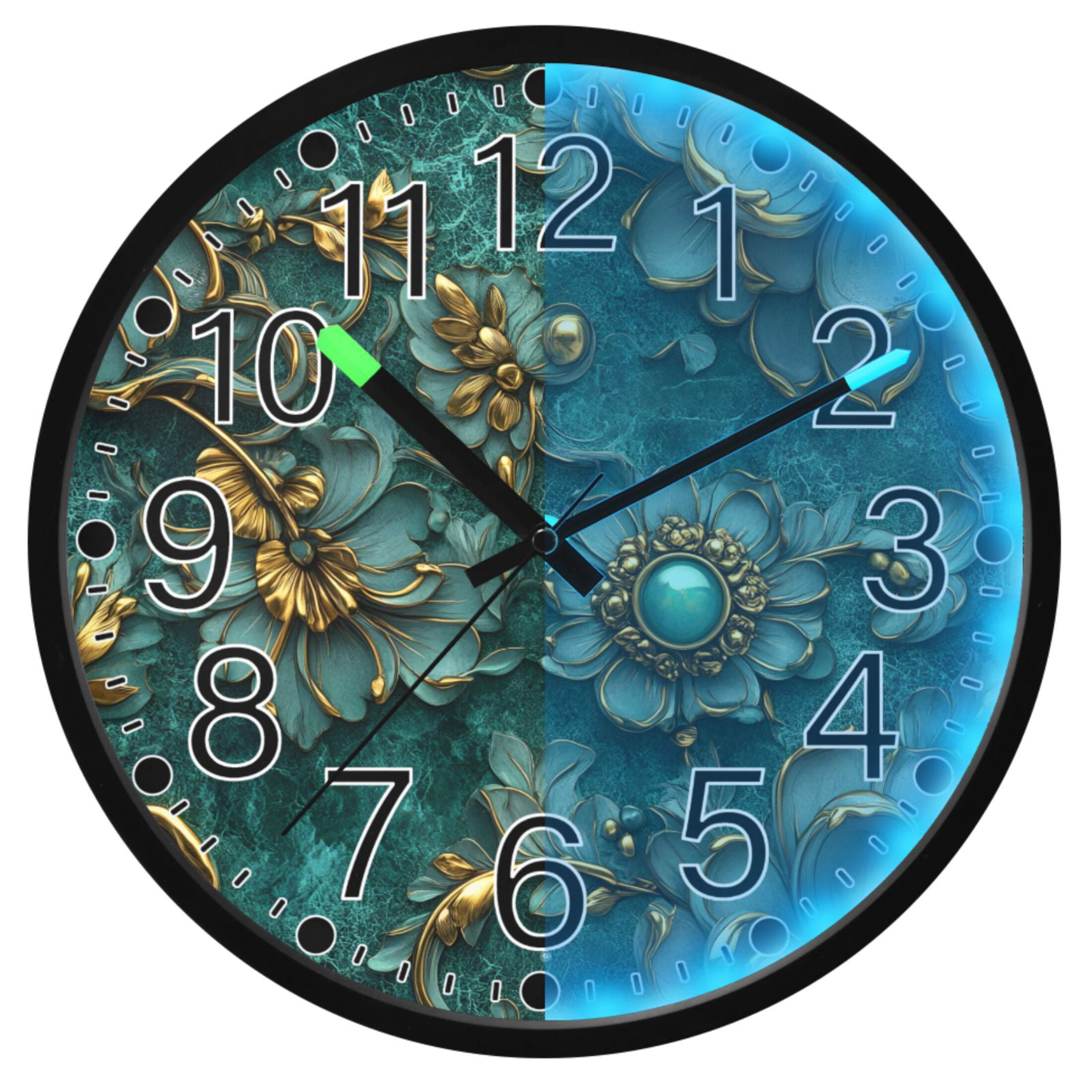 Ryvnso Beautiful 3d Flower 12 Inch Night Light Wall Clock Silent ...