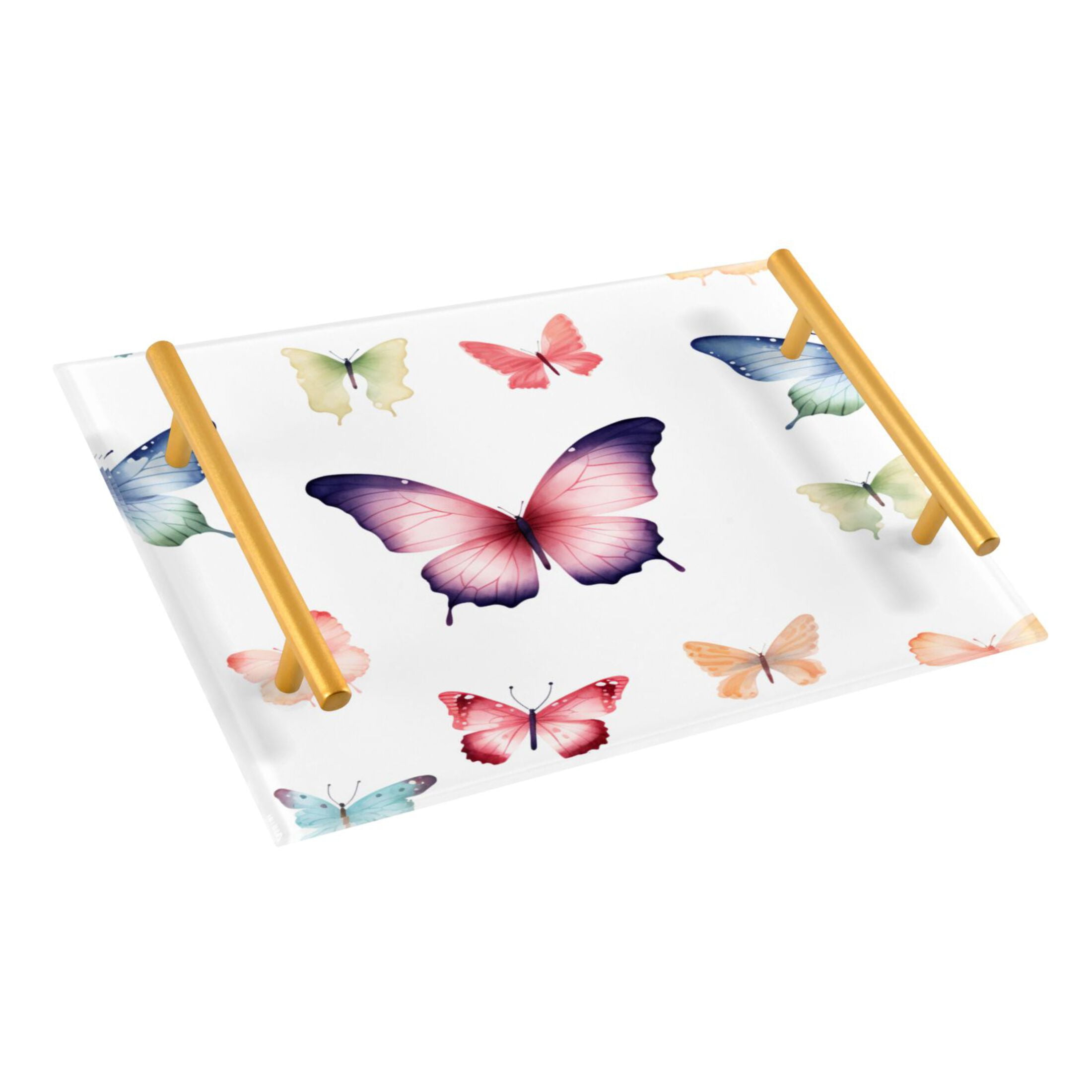 Ryvnso Beautiful Butterfly Bathroom Tray Vanity Countertop Trays ...