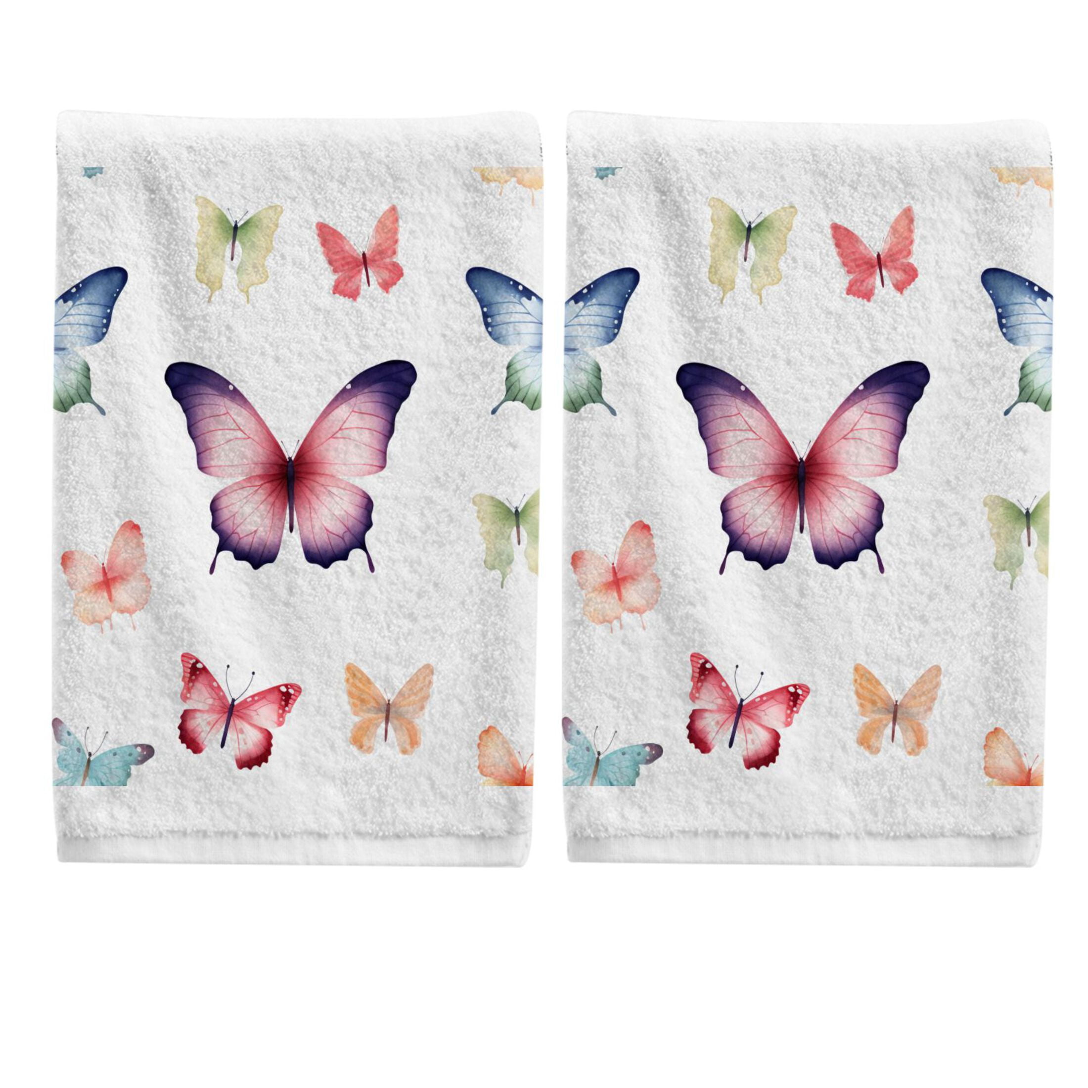 Ryvnso Beautiful Butterfly Hand Towels Set for Bathroom Cotton Face ...