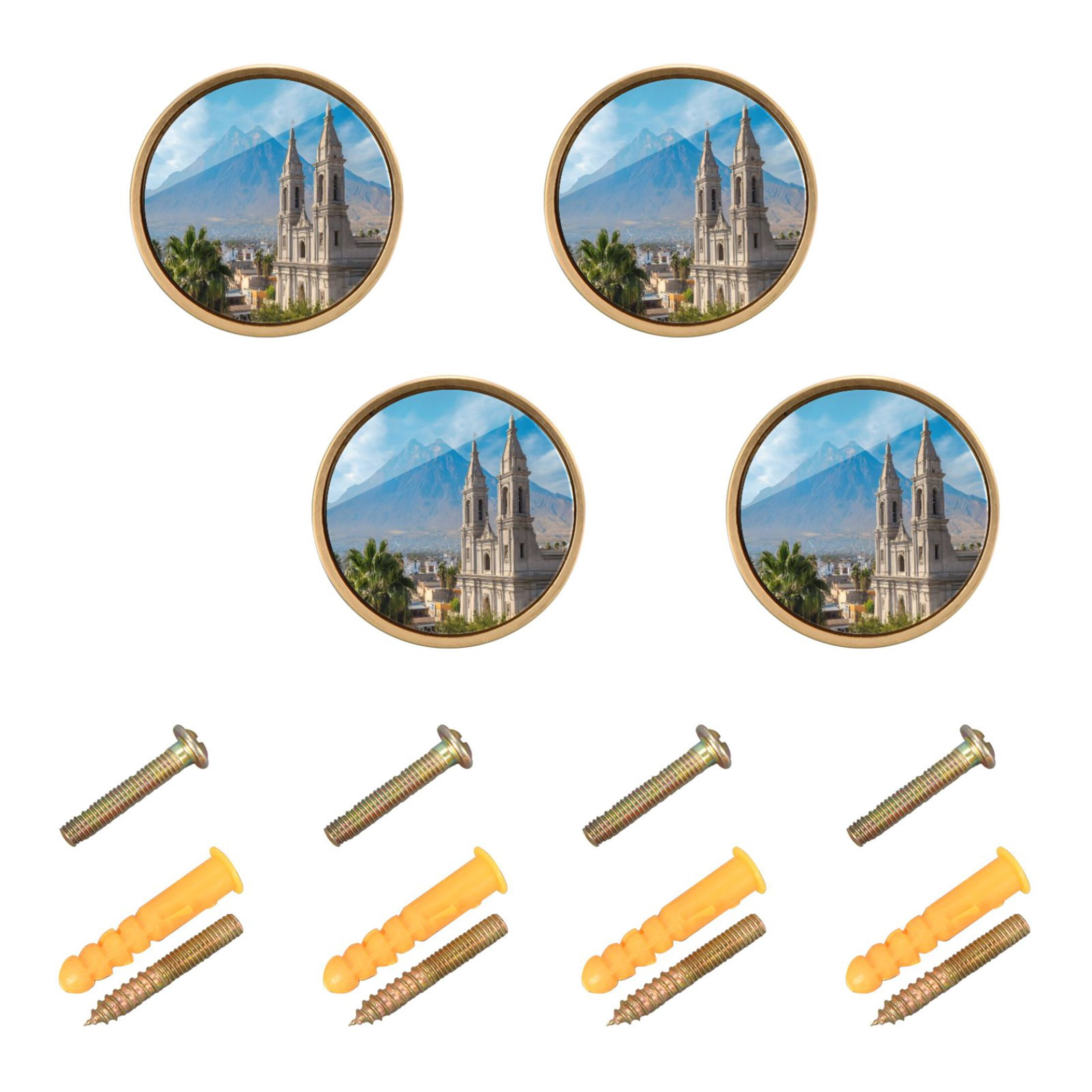Ryvnso Beautiful City Landscape Cabinet Knobs Kitchen Door Round Pulls ...