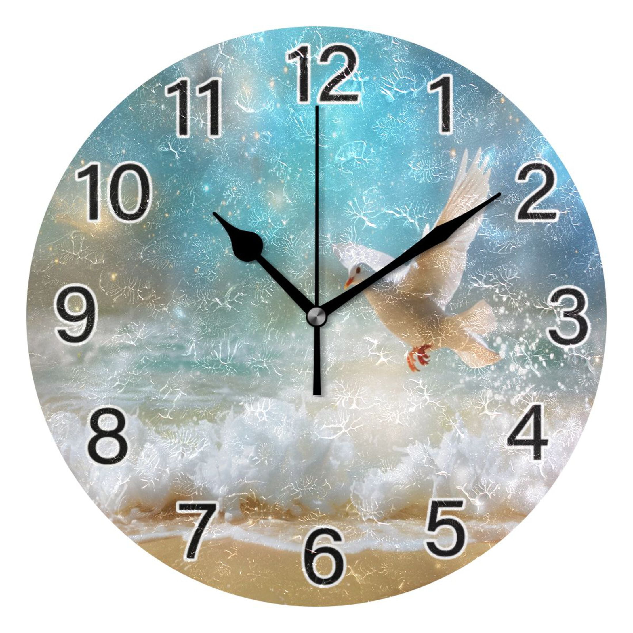 Ryvnso Beautiful Dove Of Peace Flying Wall Clock Non Ticking Silent ...
