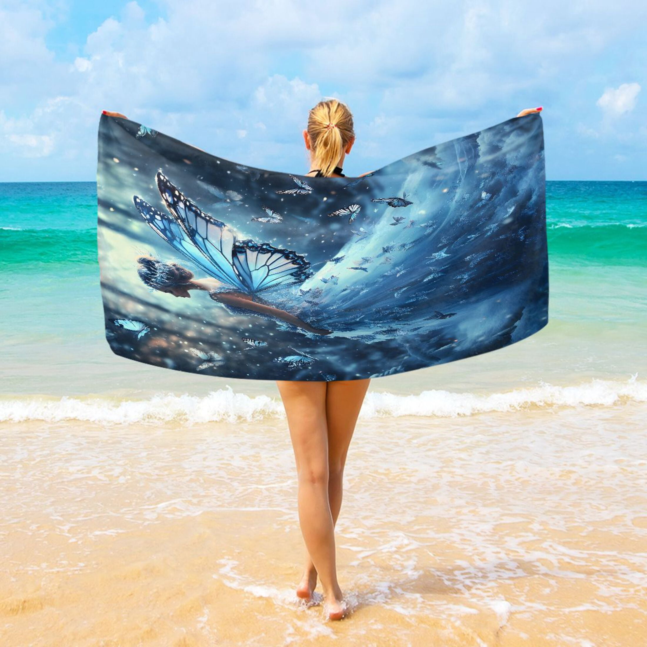 Ryvnso Beautiful Girl Butterfly with Wing Beach Towel Quick Dry ...