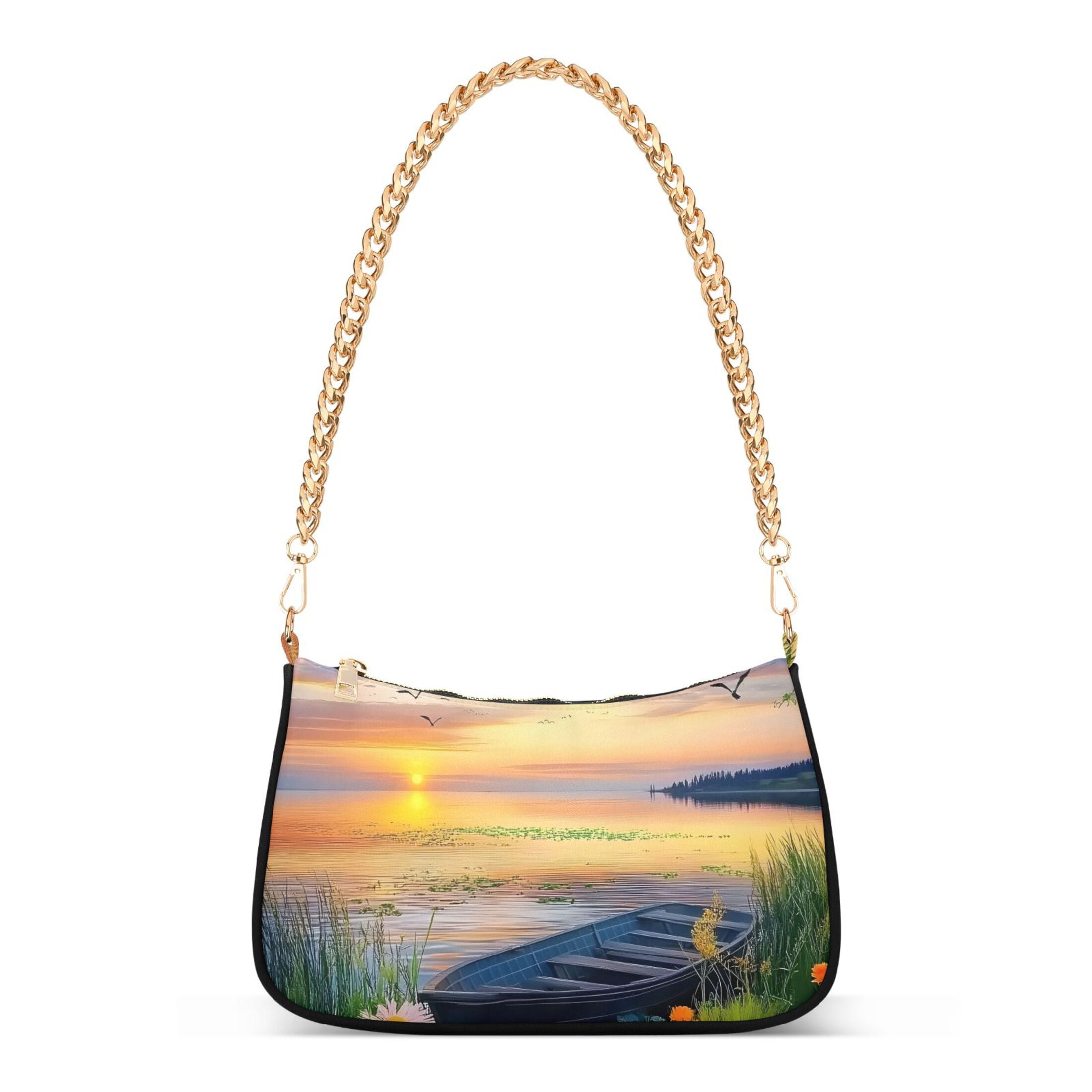 Ryvnso Beautiful Lake Scene Womens Chain Shoulder Bag Tote Handbags ...