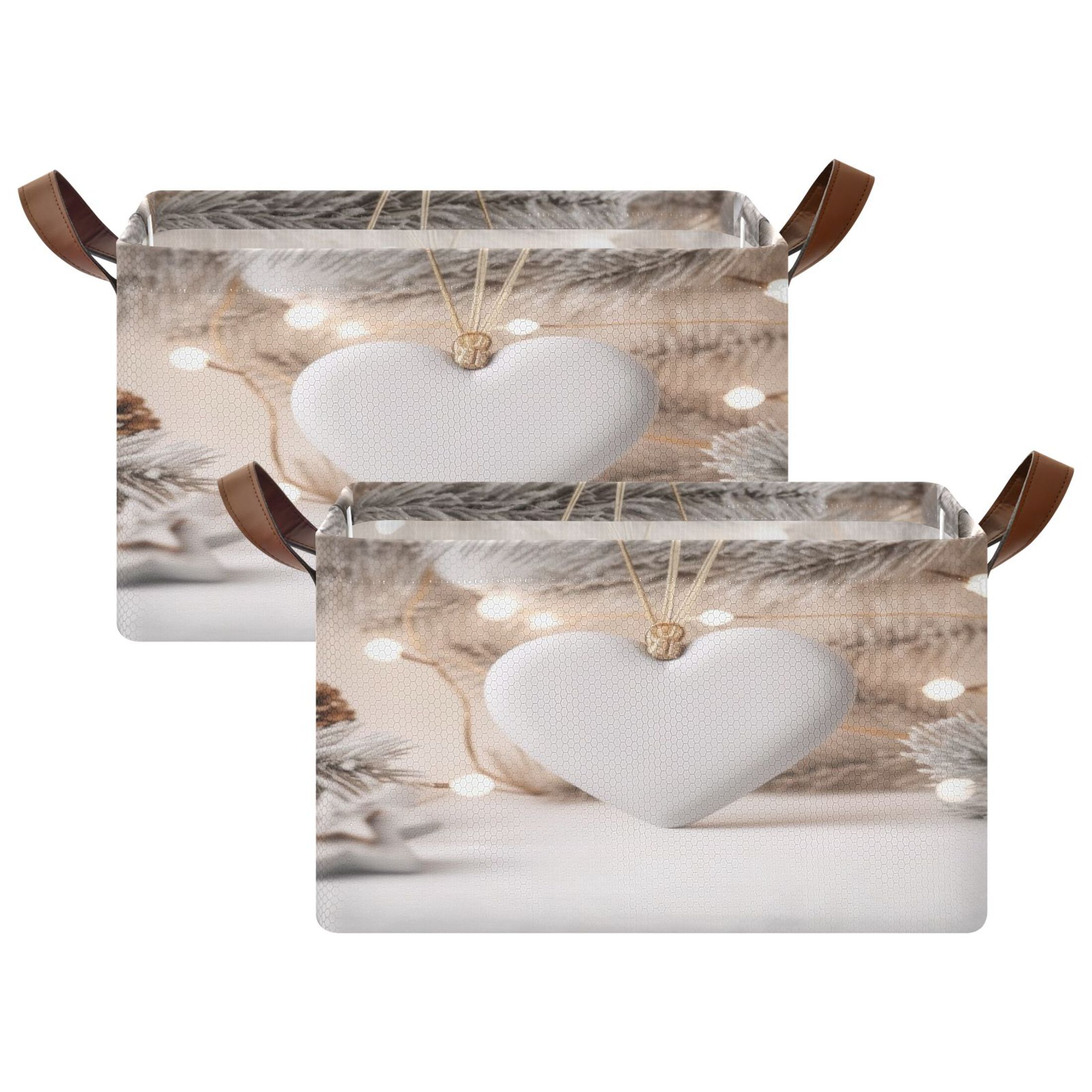 Ryvnso Beautiful Loving Heart Storage Bins Large Basket Foldable Cube ...